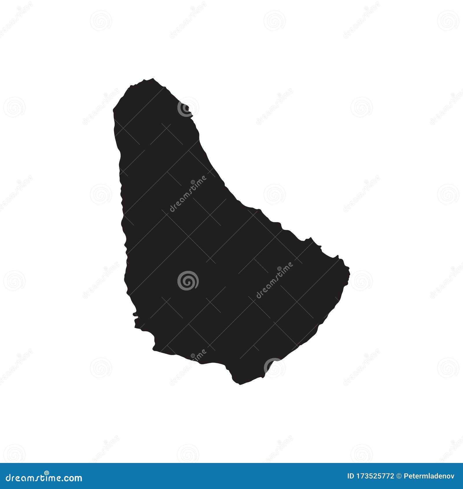 Barbados Map Vector, Isolated on White Background. Black Template, Flat ...