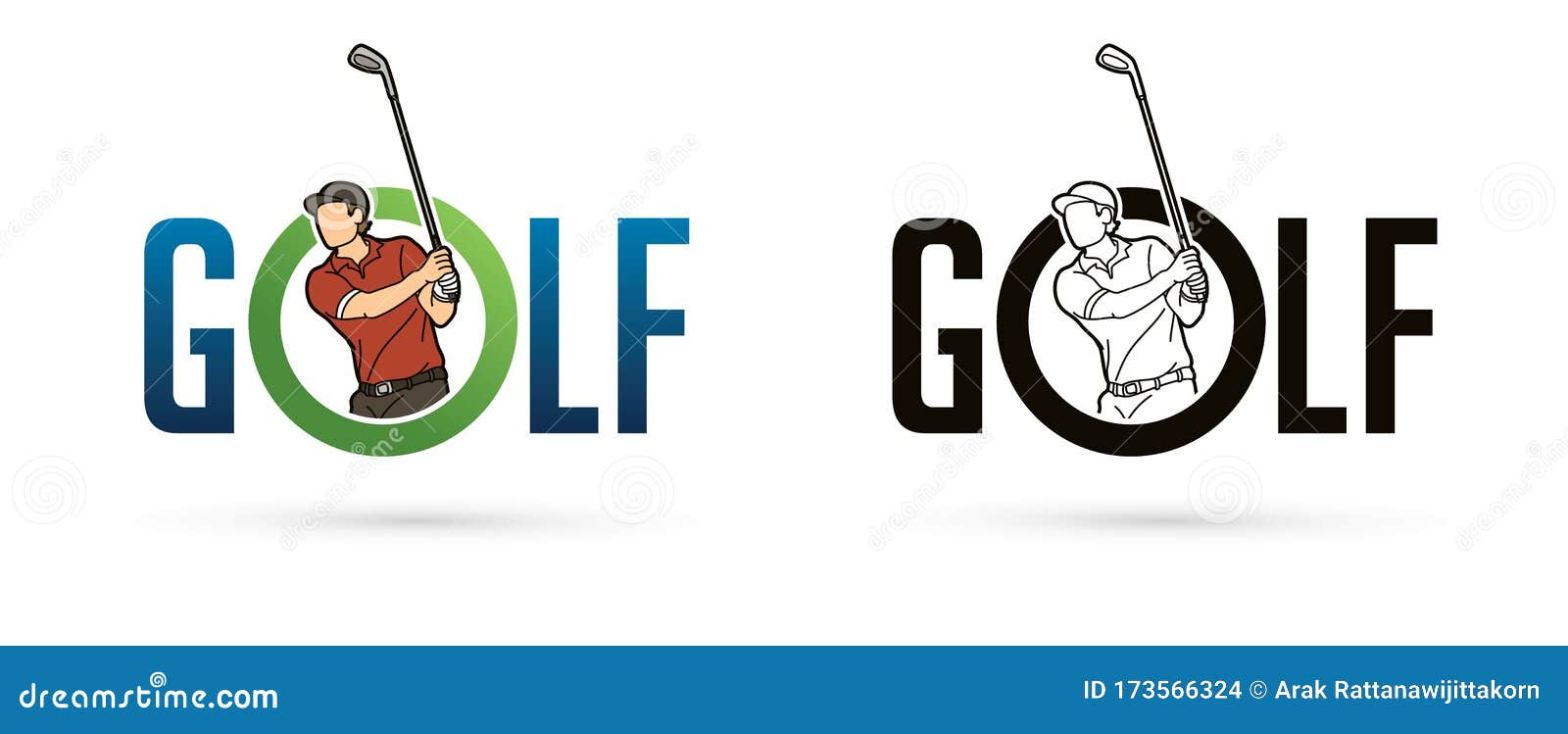 Font Golf with Golf Player Action Cartoon Sport Graphic Stock Vector ...