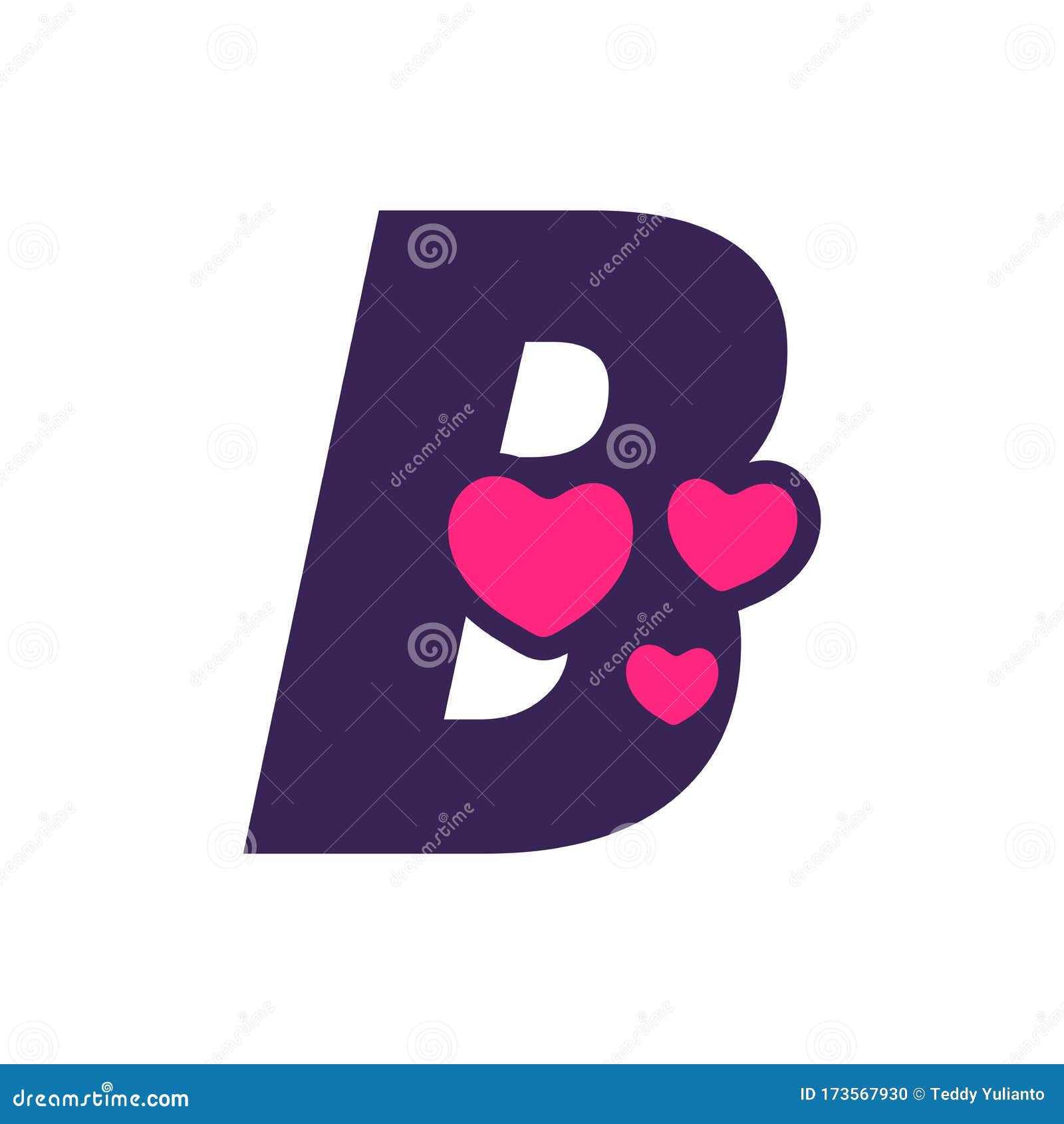 Beauty Initial Letter B Love Stock Vector - Illustration of cute, girl ...