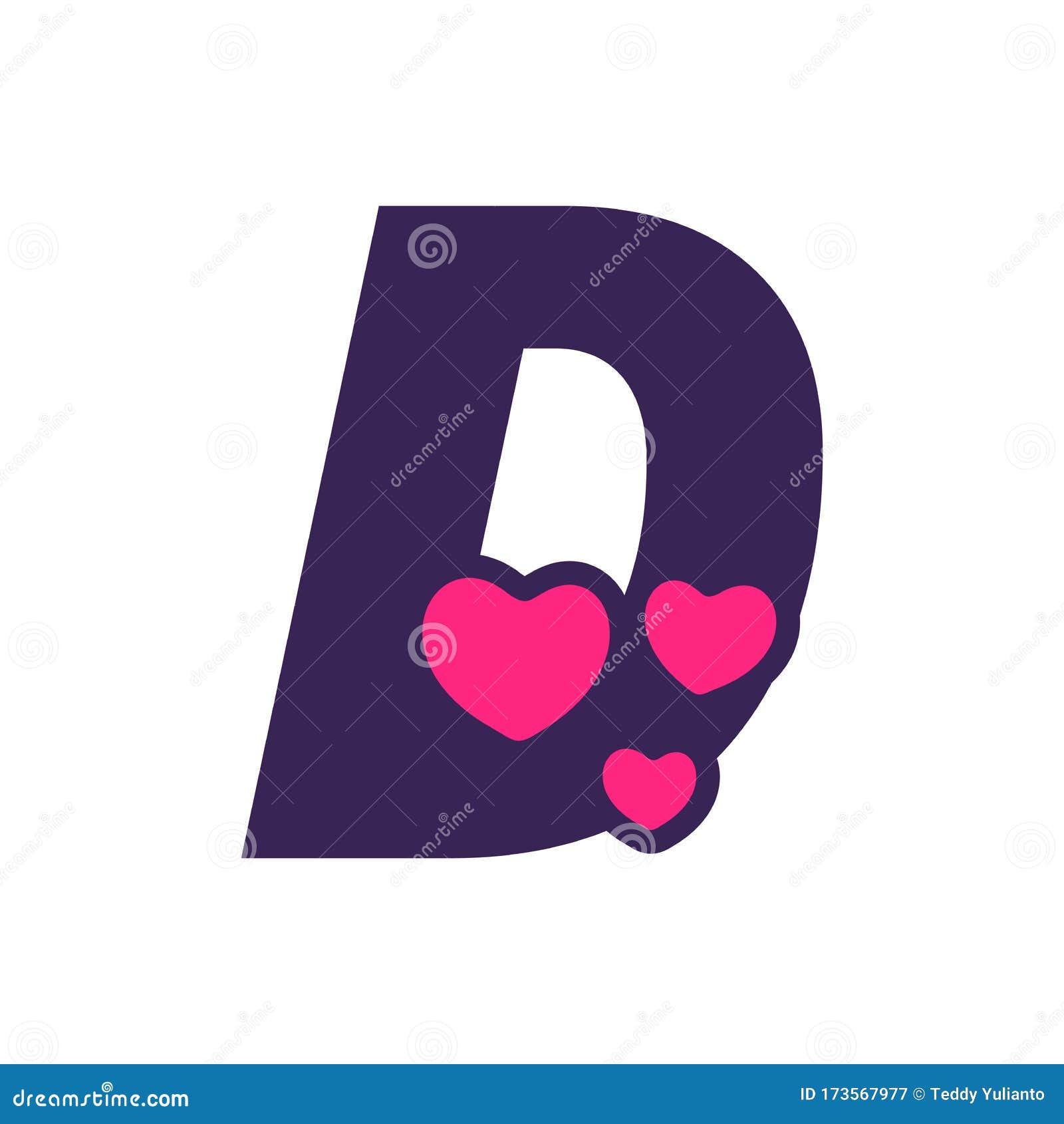 Beauty Initial Letter D Love Stock Vector - Illustration of handwritten ...