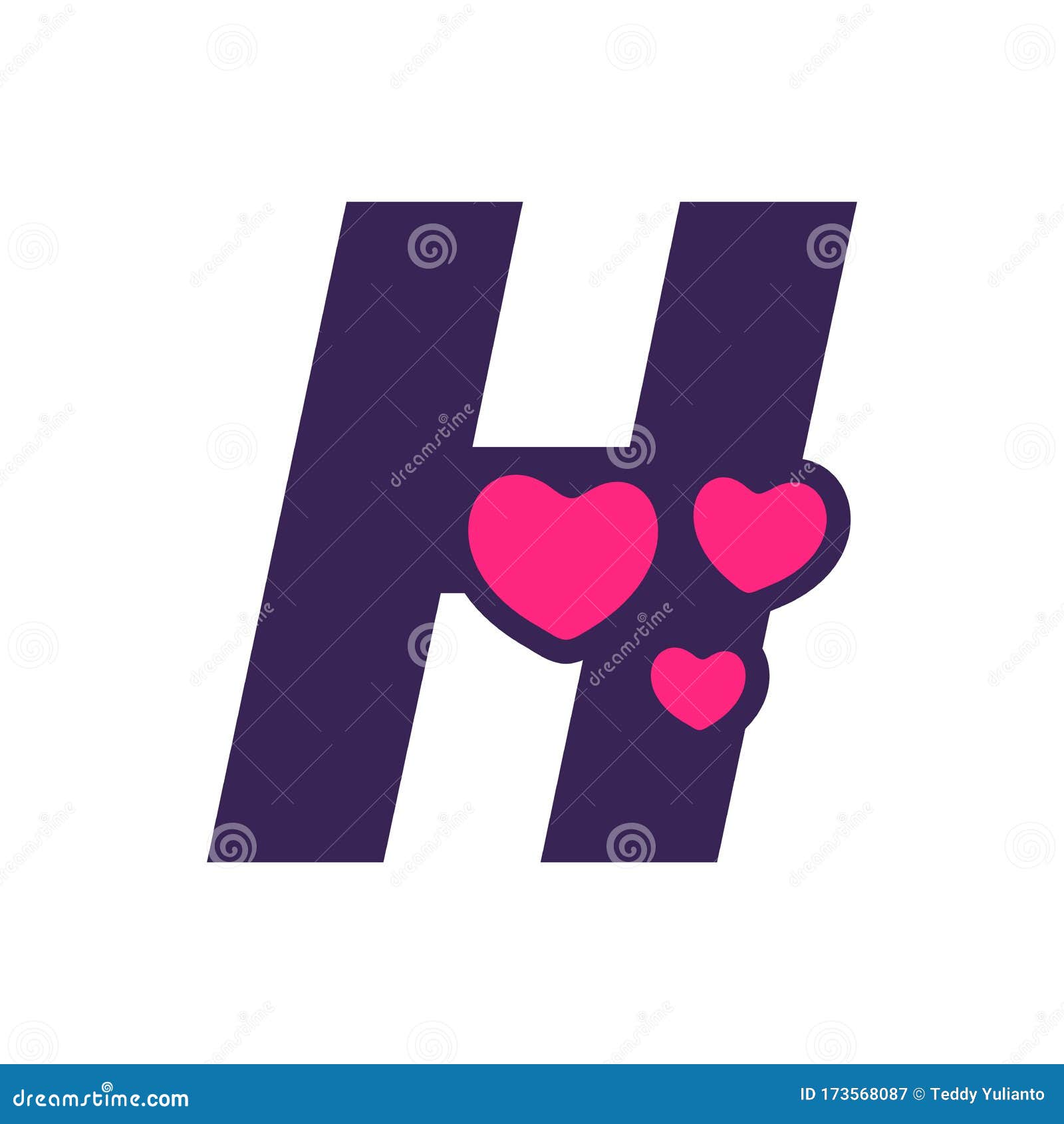 Beauty Initial Letter H Love Stock Vector - Illustration of cheers ...