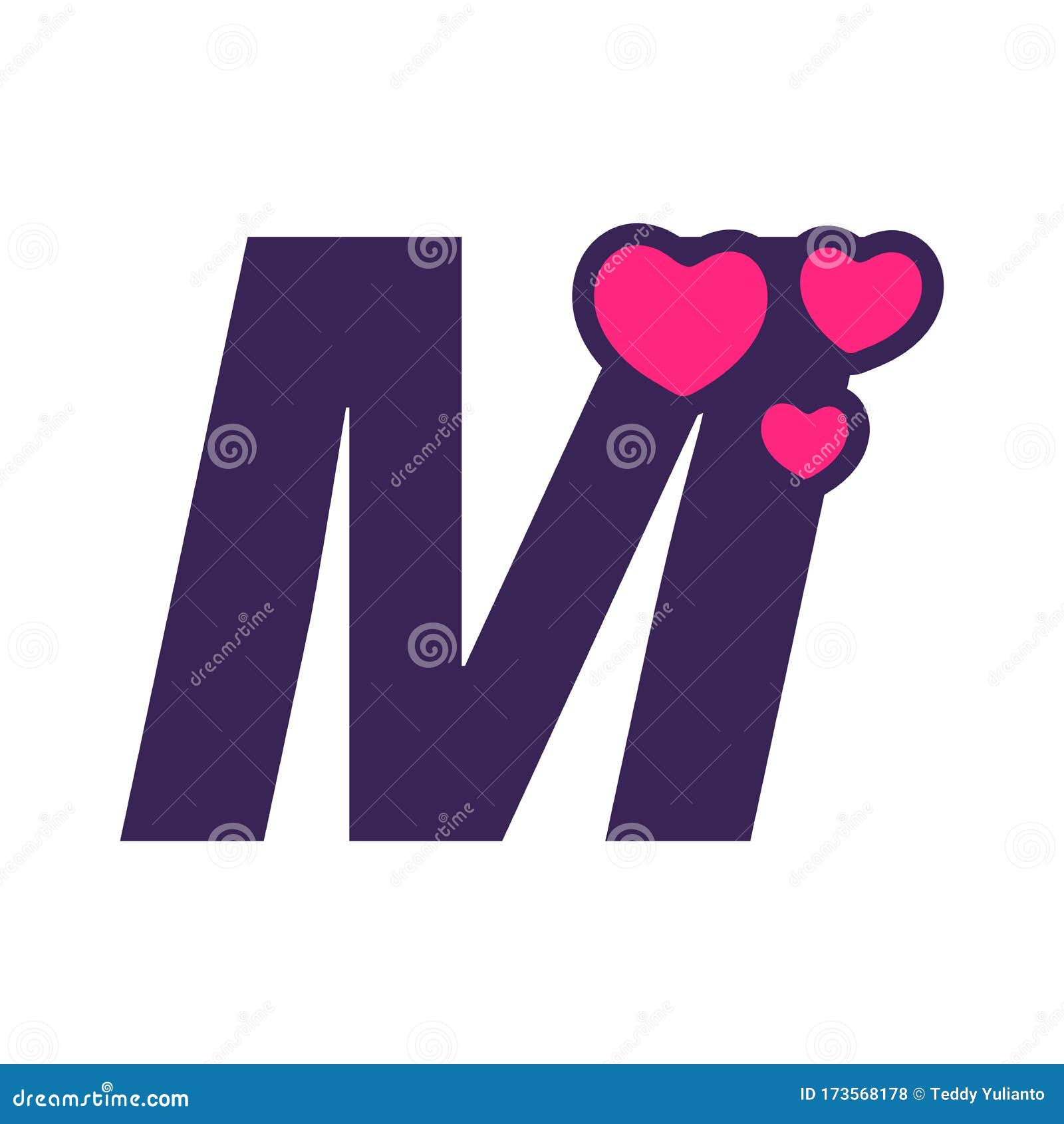 Beauty Initial Letter M Love Stock Vector - Illustration of emblem ...