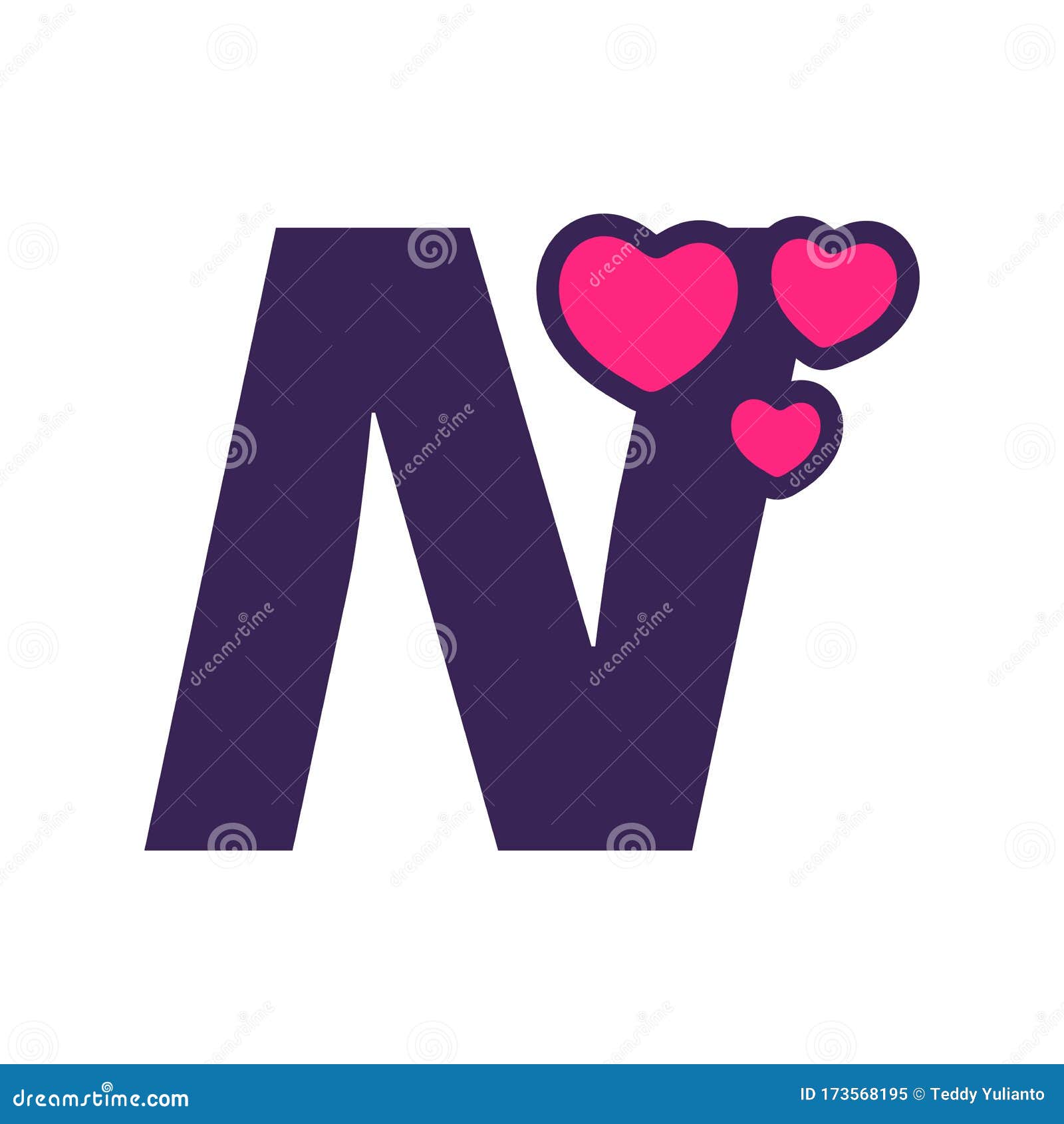 Beauty Initial Letter N Love Stock Vector - Illustration of chocolate ...