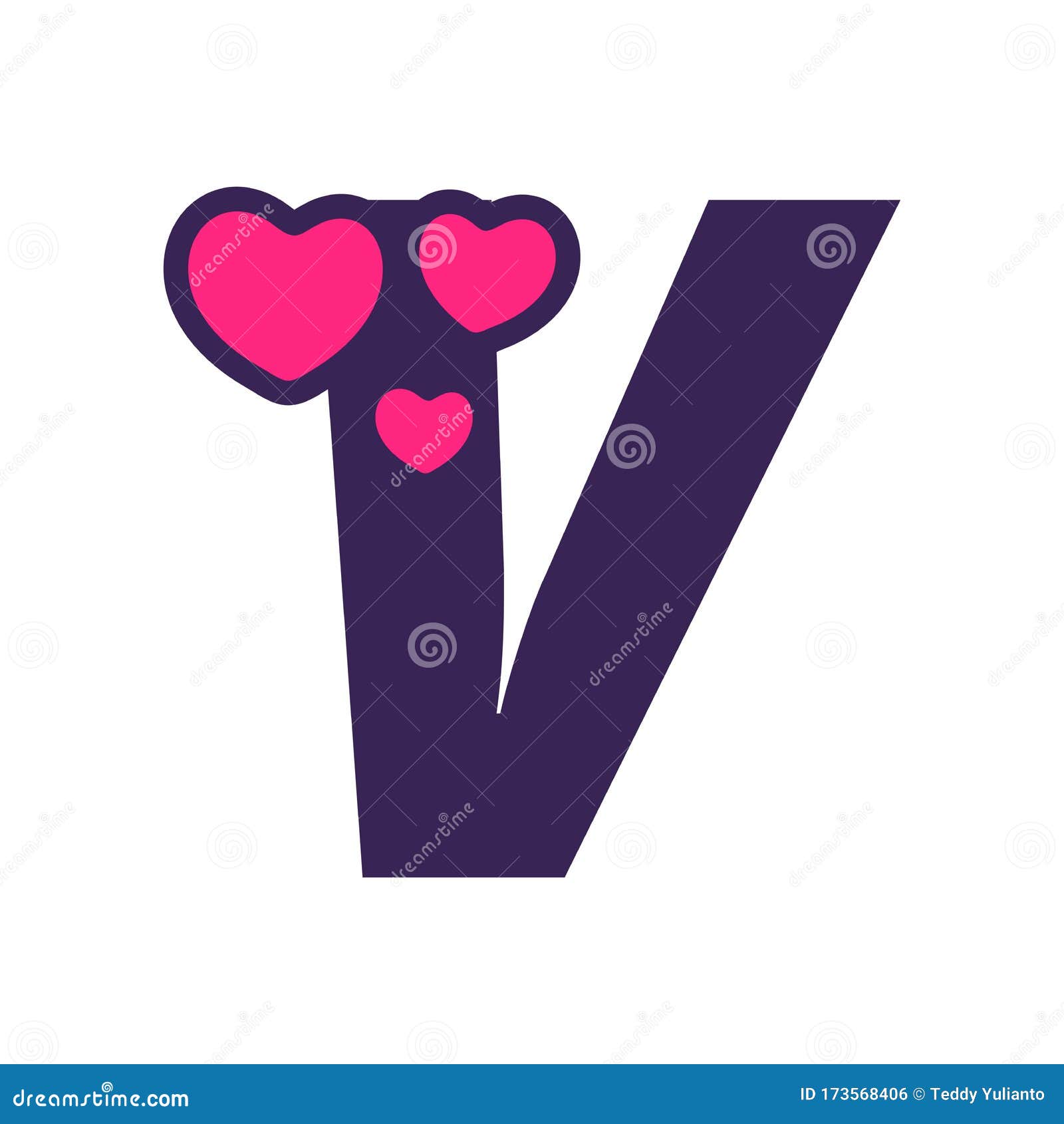 Beauty Initial Letter V Love Stock Vector - Illustration of beauty ...