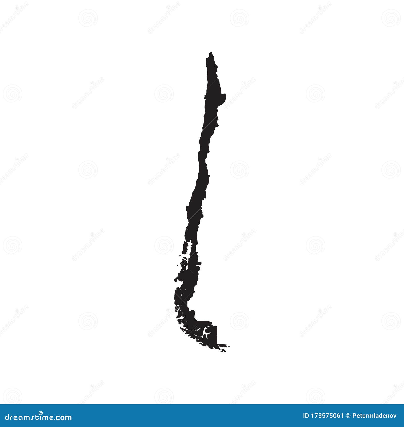 Simplified Map Of Chile Outline, With Slightly Bent Flag Under I Vector ...