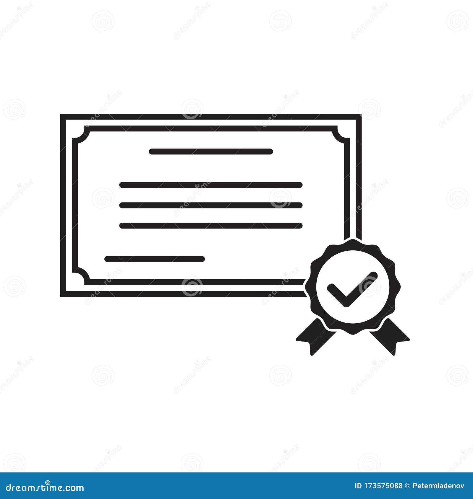 Certificate of Merit Black Icon Concept. Vector Symbol, Sign ...