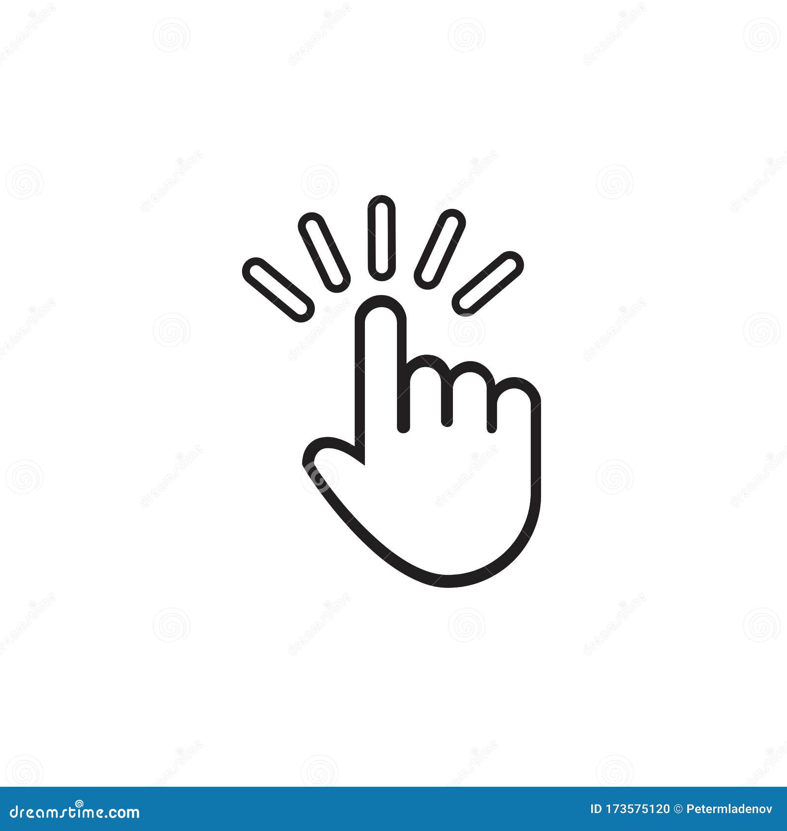 Hand Click Vector Icon, Clicking Pointer Sign. Stock Vector ...