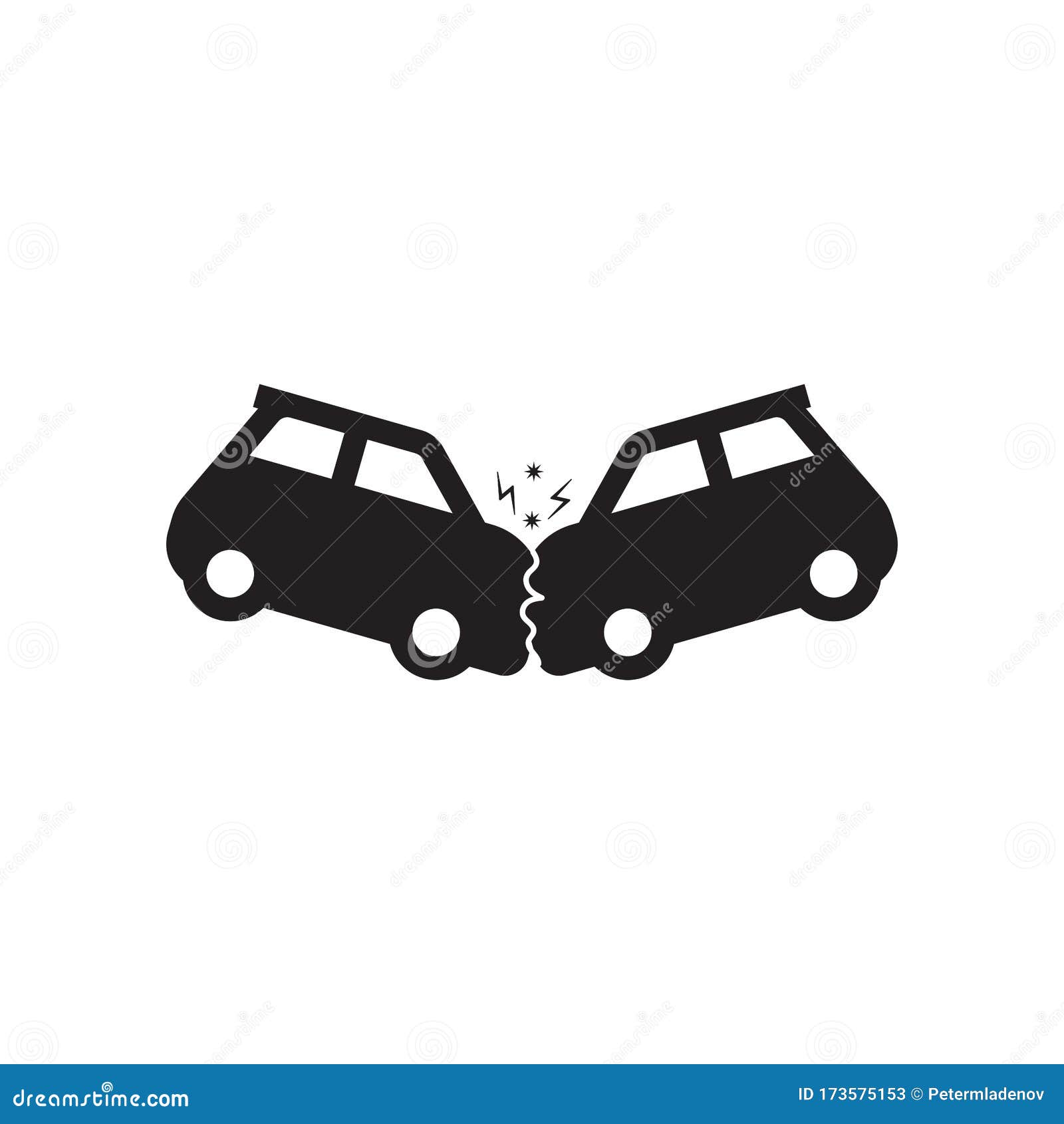Car Crash Accident Icon Vector. Flat Simple Black Symbol on White ...