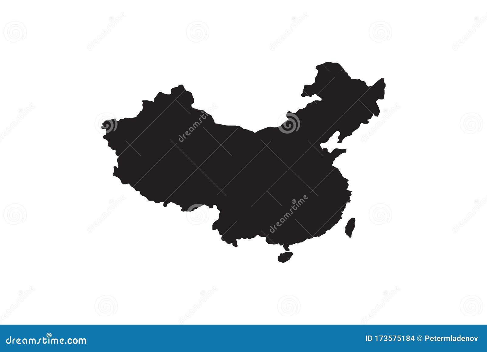 China Map Vector, Isolated on White Background. Black Map Template ...