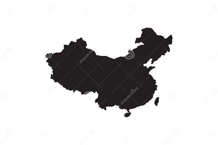 China Map Vector, Isolated on White Background. Black Map Template ...