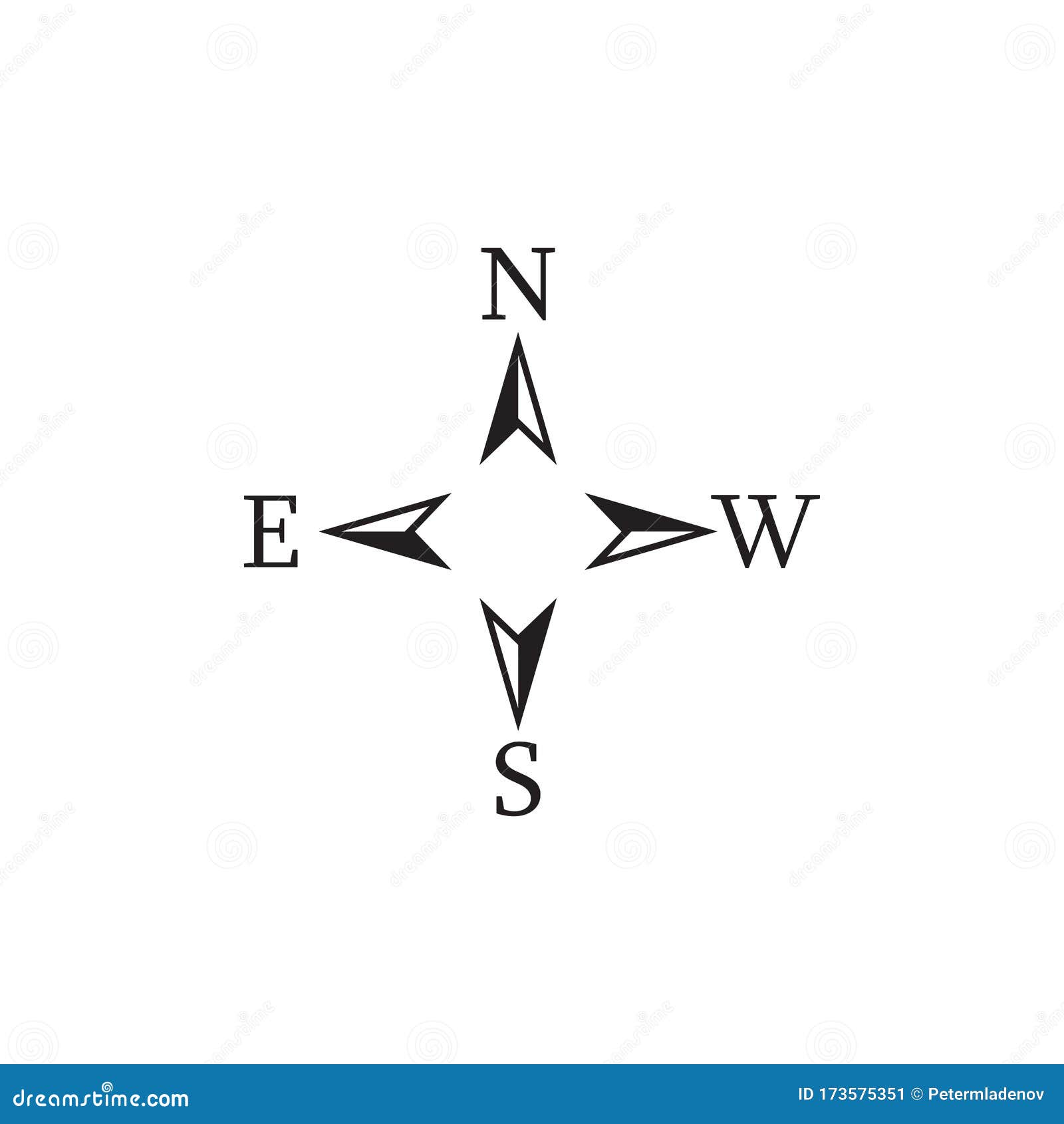 Compass Directions Icon. North, South, East and West, Vector ...
