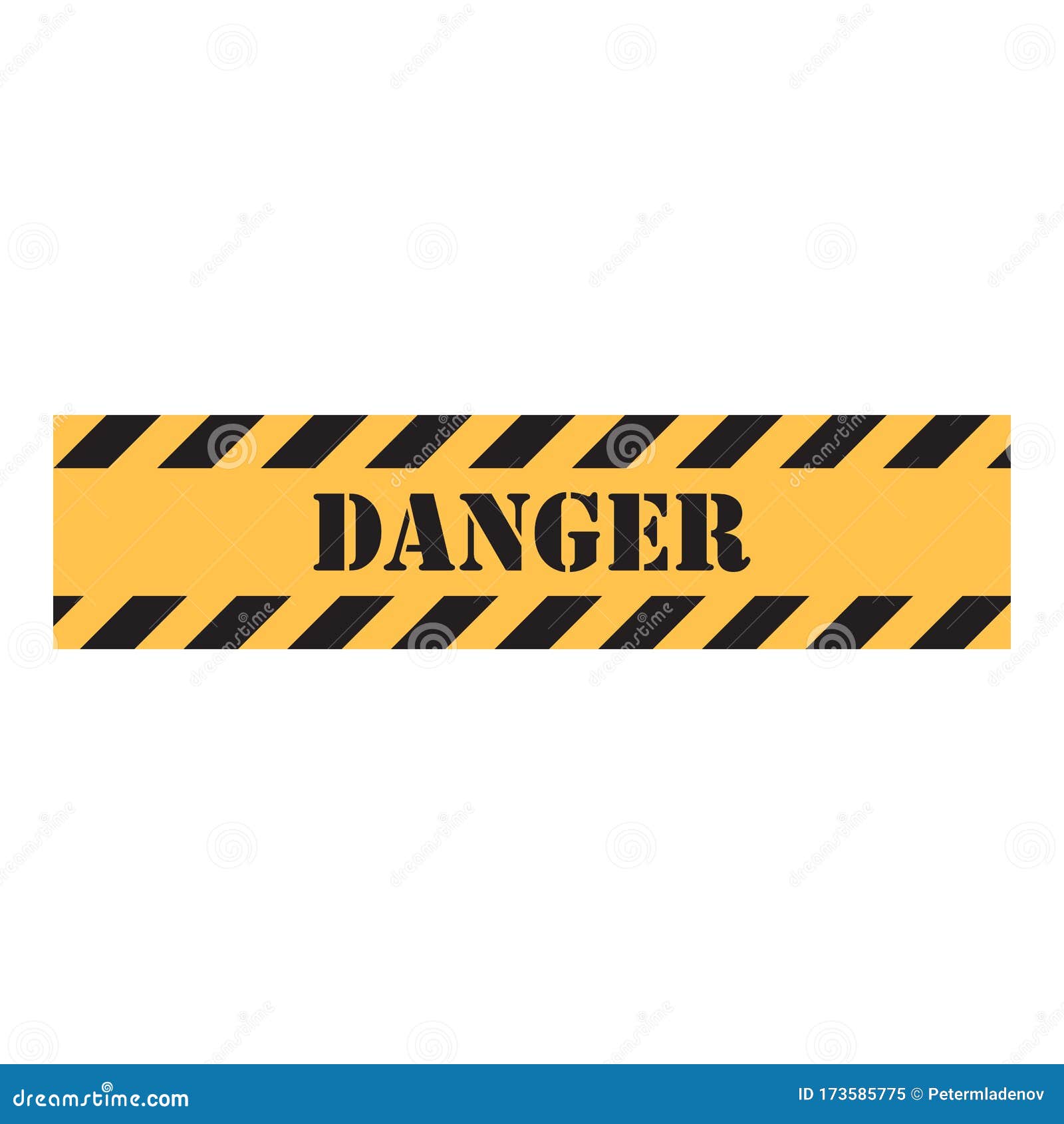 Danger Sign in Yellow Line Frame Isolated on White Background ...