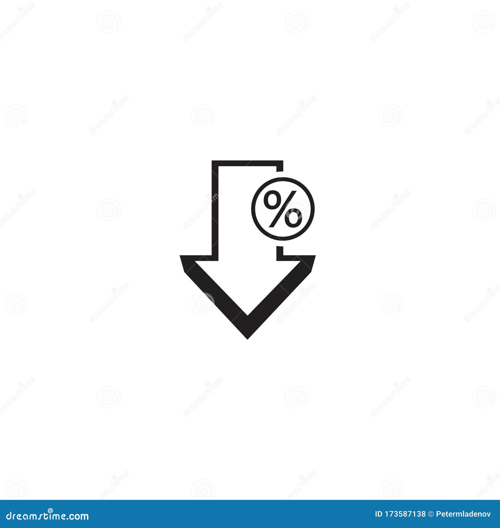 Sale Discount, Rate Reduction or Percent Down Linear Icon. Vector ...