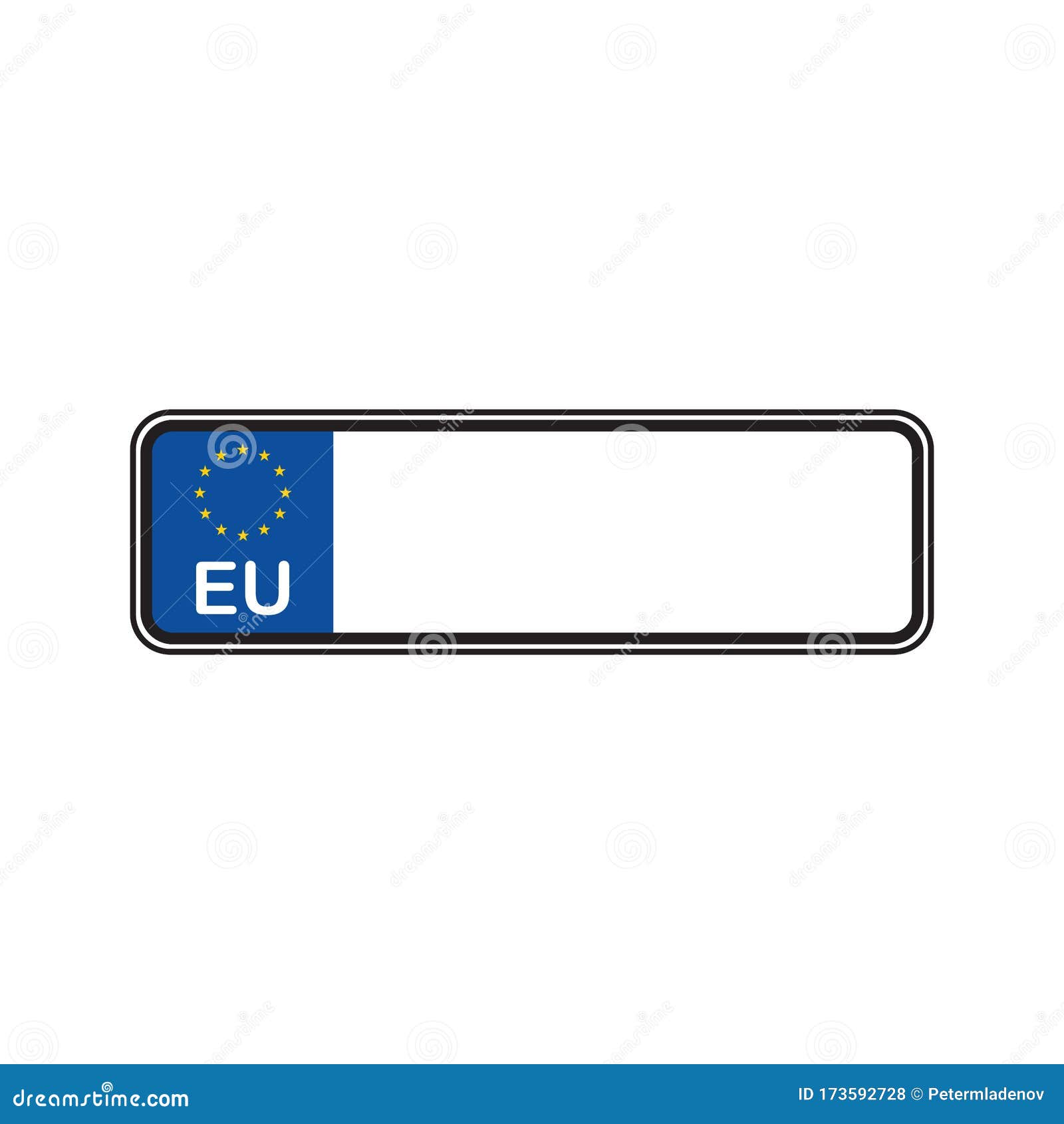 European Union EU Blank License Plate with Free Copy Space Place for ...