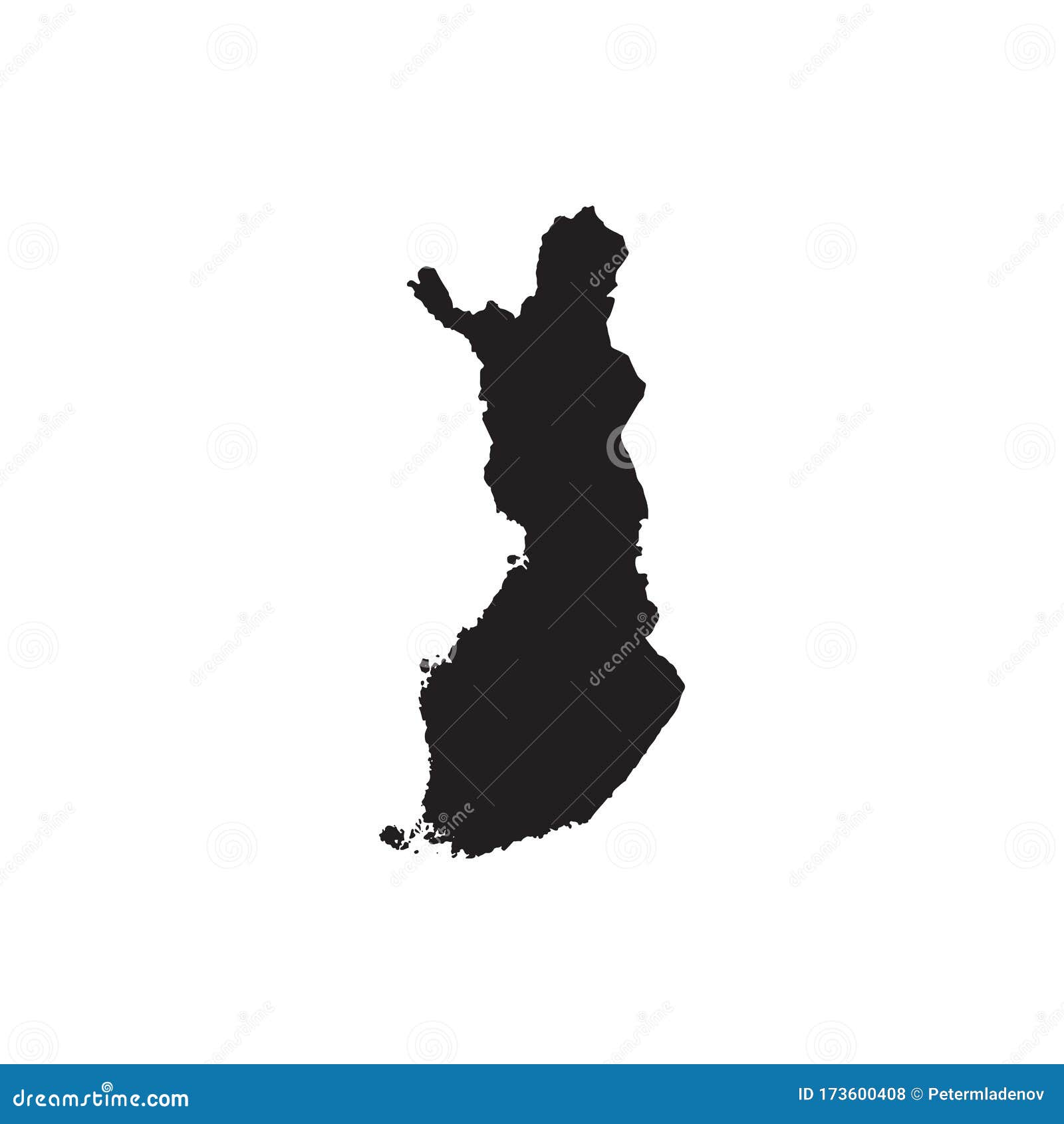 Simplified Map Of Finland Outline, With Slightly Bent State Flag Vector ...