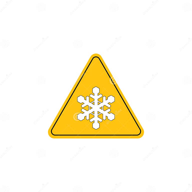 Warning Frost Hazards Road Symbol on Yellow Round Triangle Board Stock ...