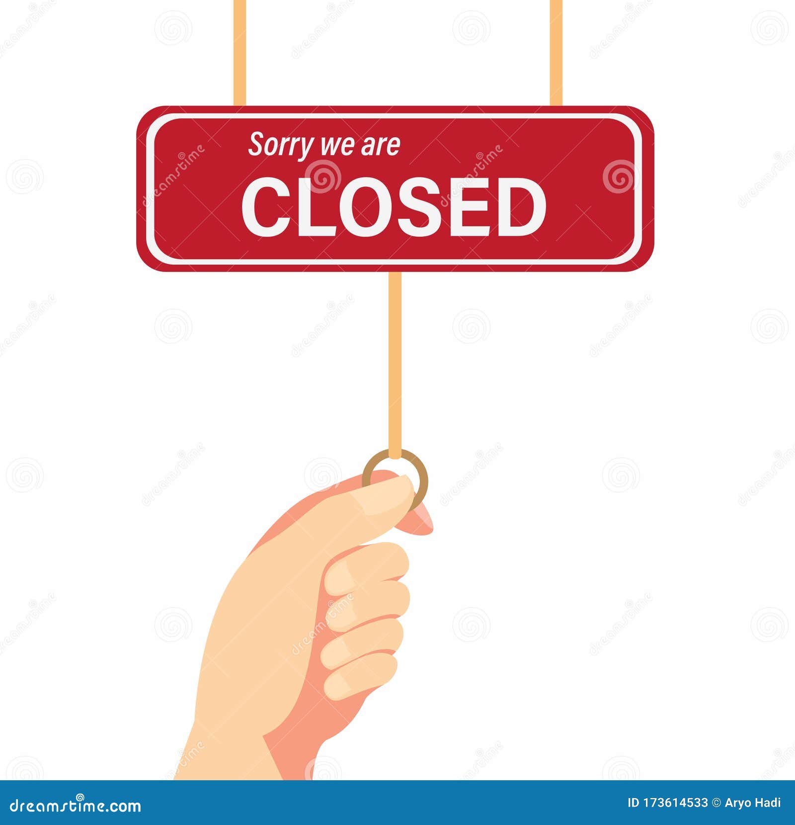Hand Pull Closed Sign Symbol, Cartoon Flat Illustration Vector Isolated ...