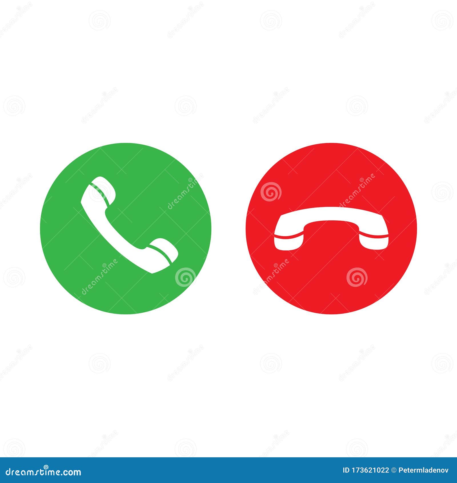 Accept Call and Decline Phone Icons. Green and Red Buttons with Handset ...