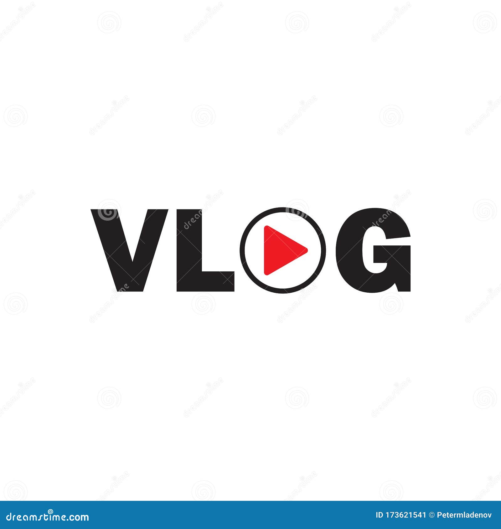 Vlog Icon with Play Button. Vector Symbol on White Background Stock ...
