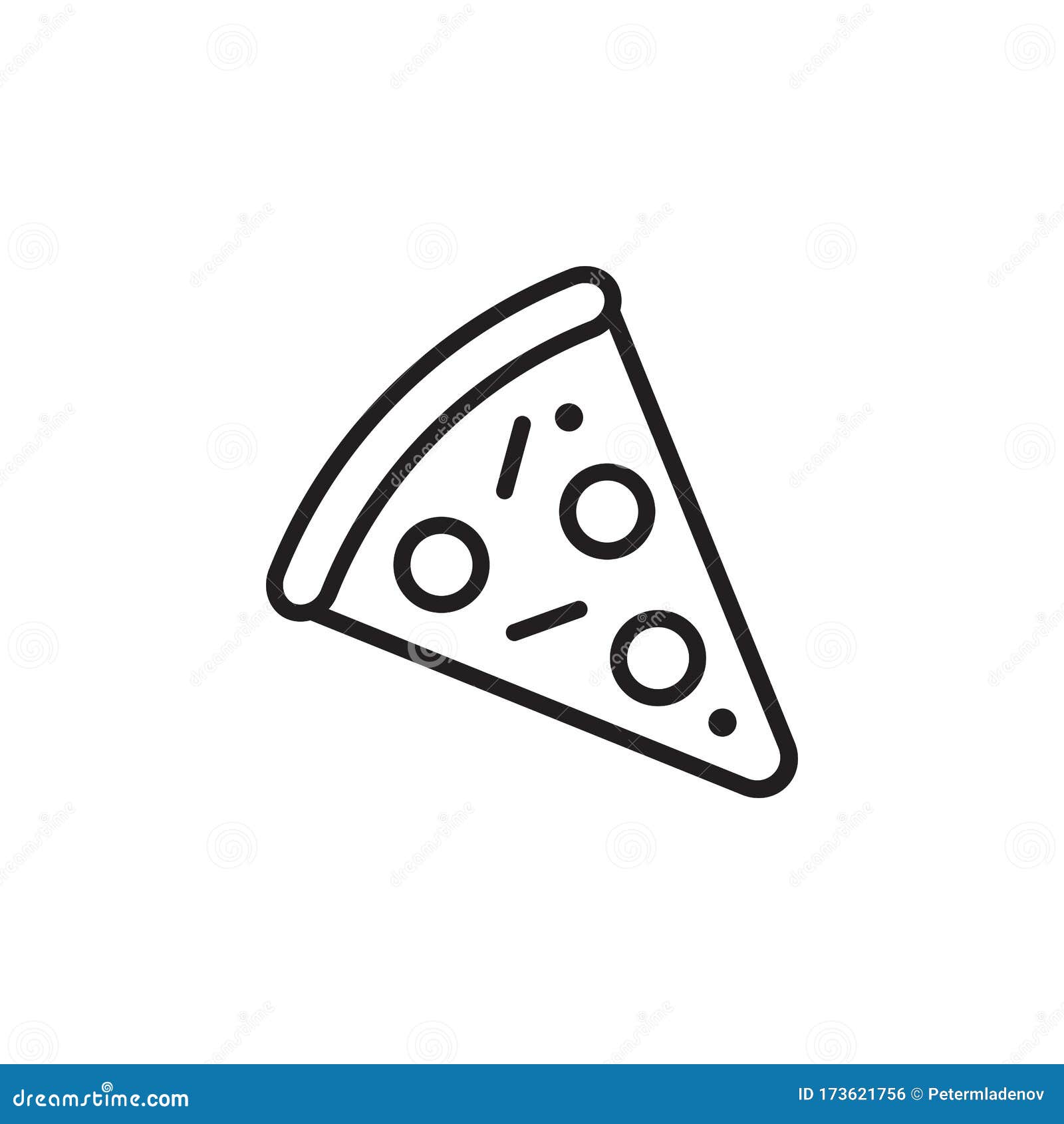 Pizza Slice Flat Line Icon. Vector Thin Symbol of Italian Fast Food ...