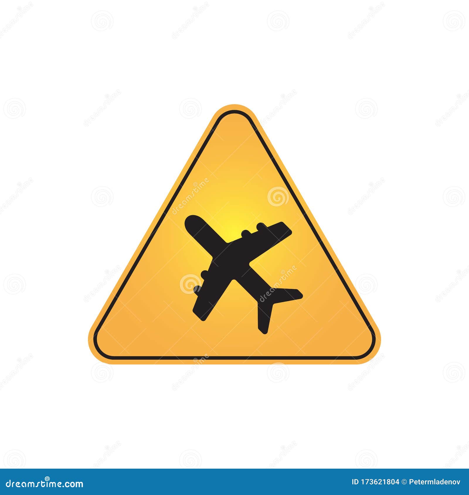 Warning Signboard Low Flying Aircraft Symbol Stock Vector ...