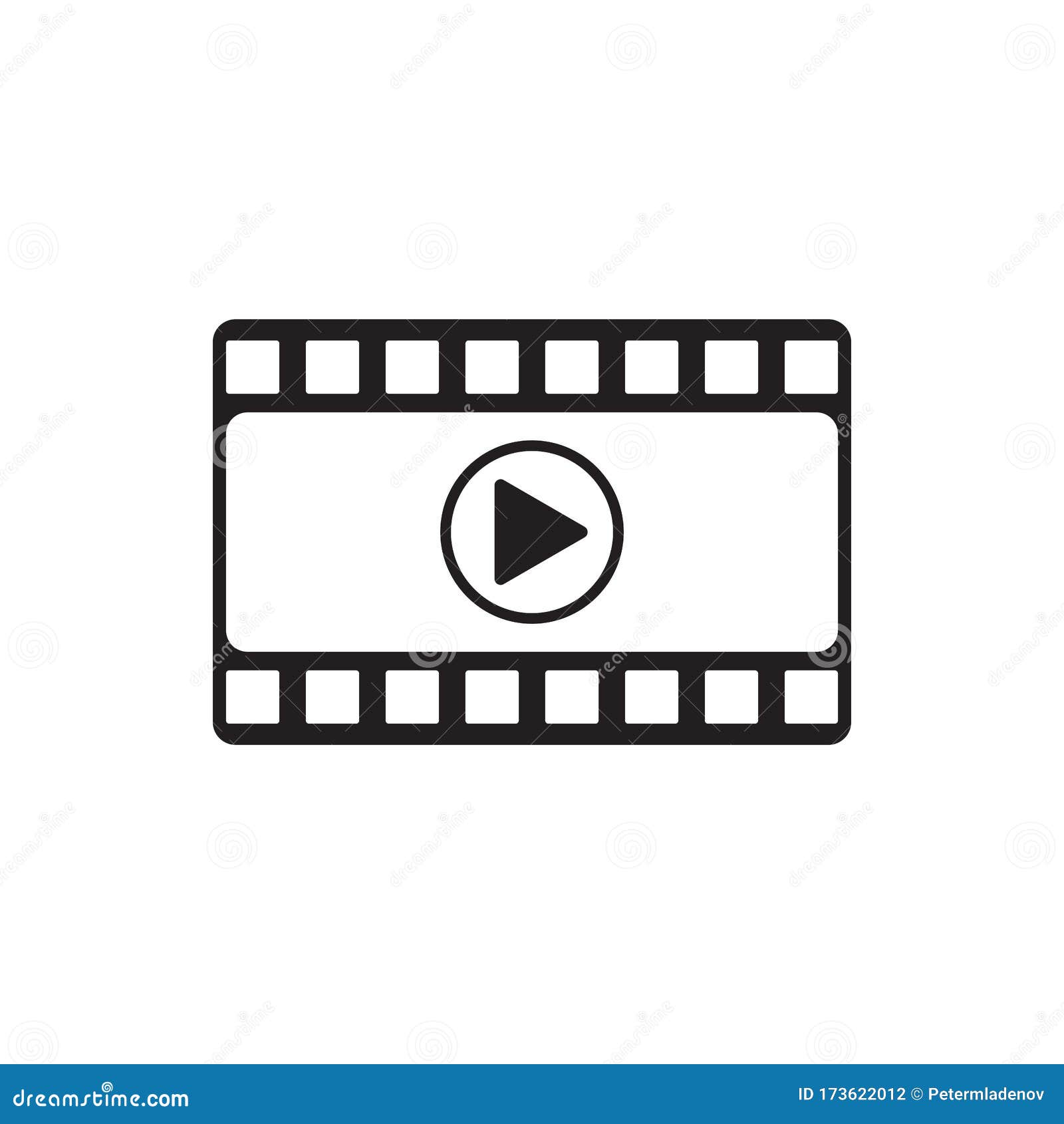 Movie Film Strip Vector Icon with Play Button Stock Vector ...