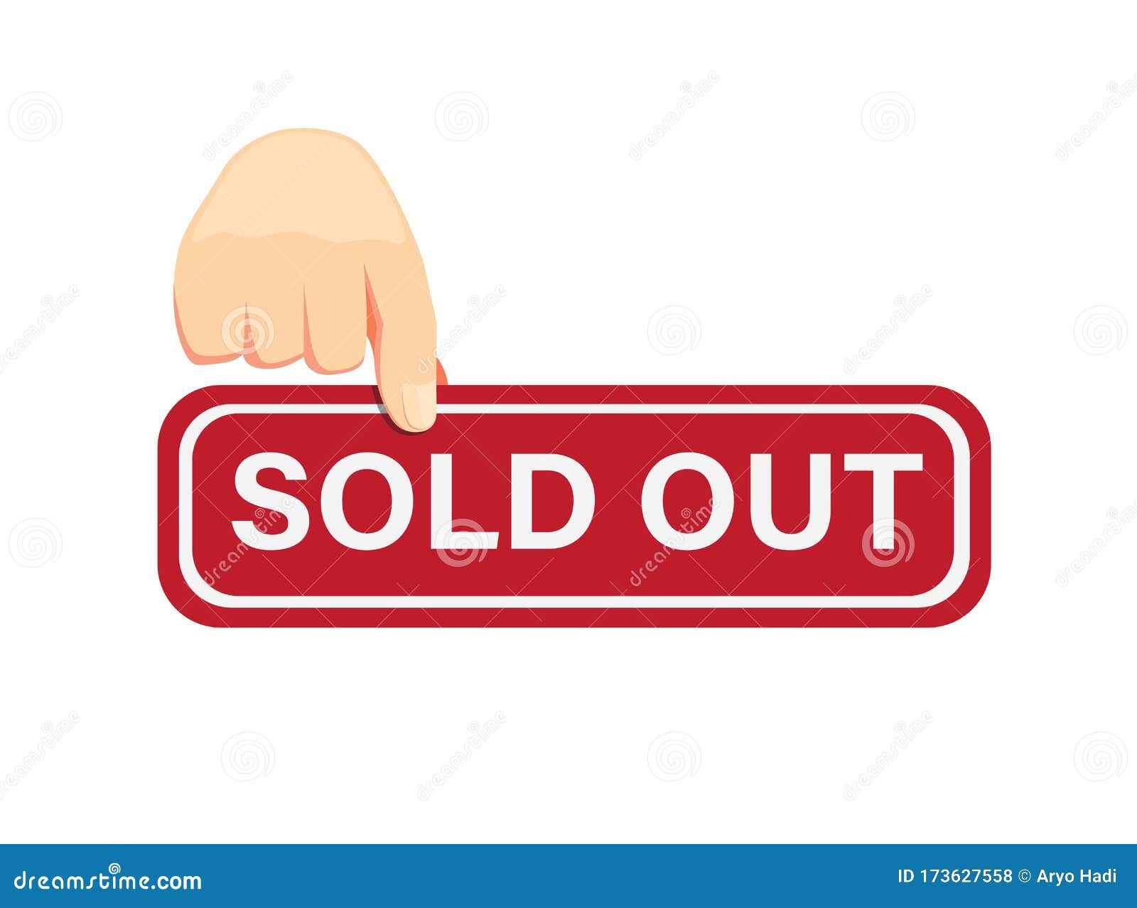 Sold Out Sign With Hand, Hand Put Sold Out Information In Cartoon Flat ...