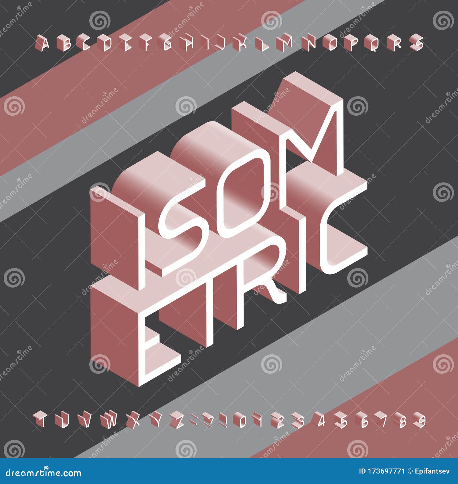 Isometric Alphabet Font. Thin 3d Geometric Letters and Numbers Stock ...