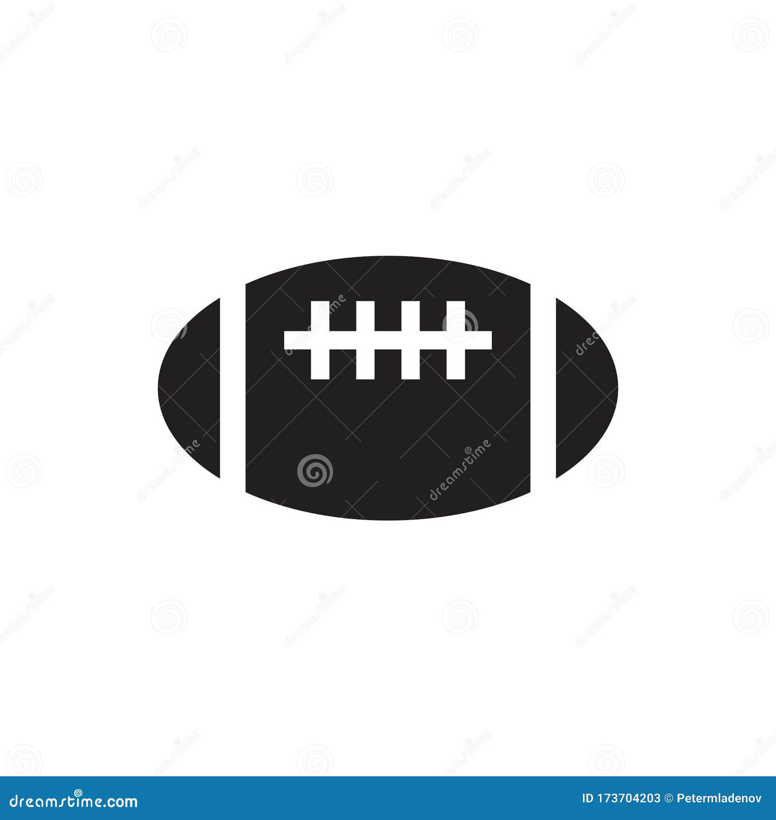 Rugby Ball. Black Simple Flat Icon Stock Vector - Illustration of ...