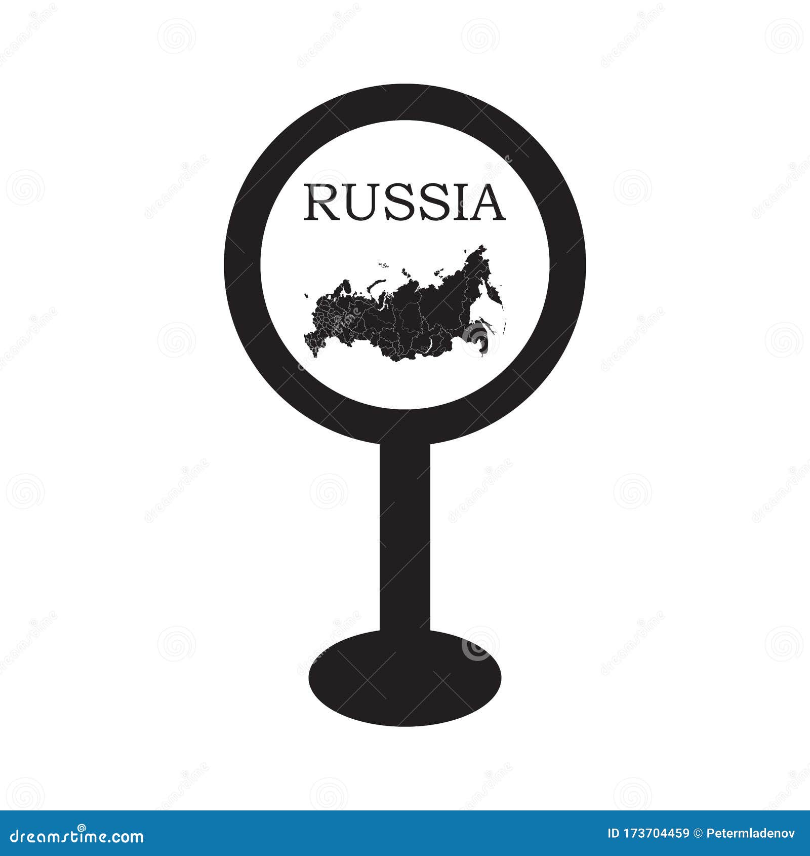 Russia Map in Pin Location Sign. Vector Illustration, Isolated on White ...