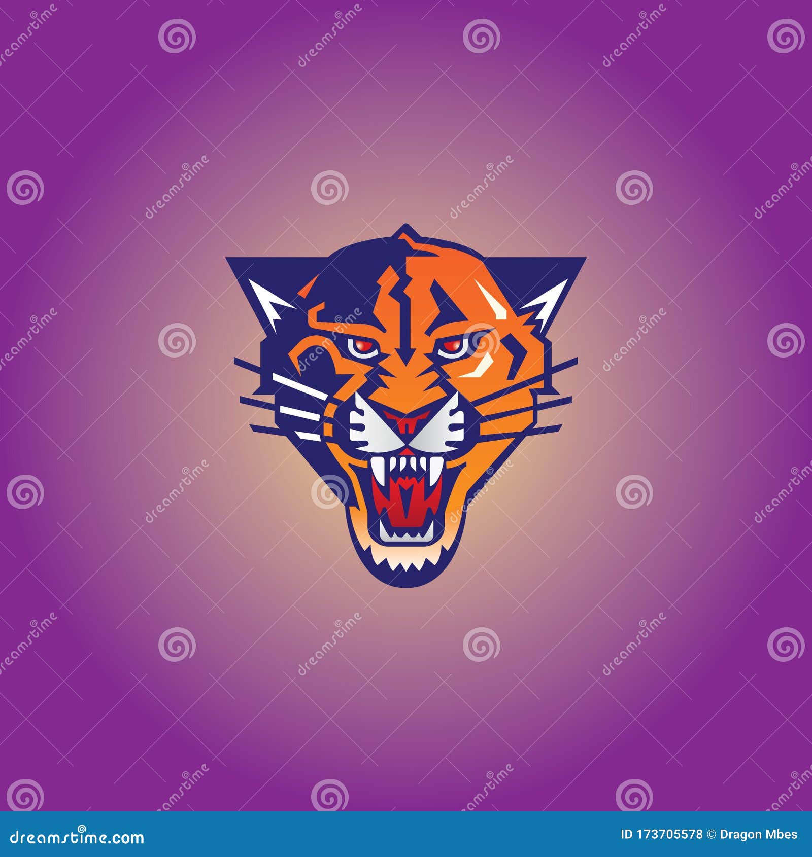 Savage Tiger. Vector Illustration Of Tiger With Tropical Leaves. Trendy ...
