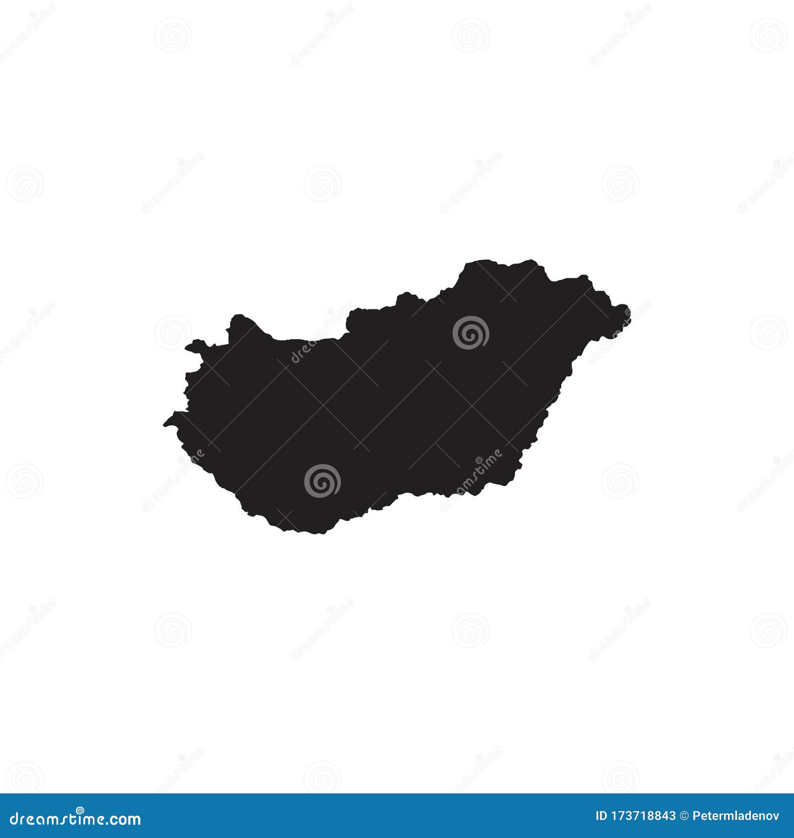 Hungary Map Vector, Isolated on White Background. Black Template, Flat ...
