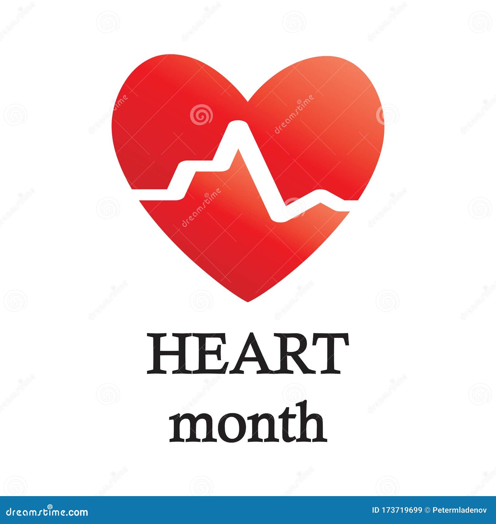 National Heart Month Concept. Simple Design in Flat Style, Vector Stock ...