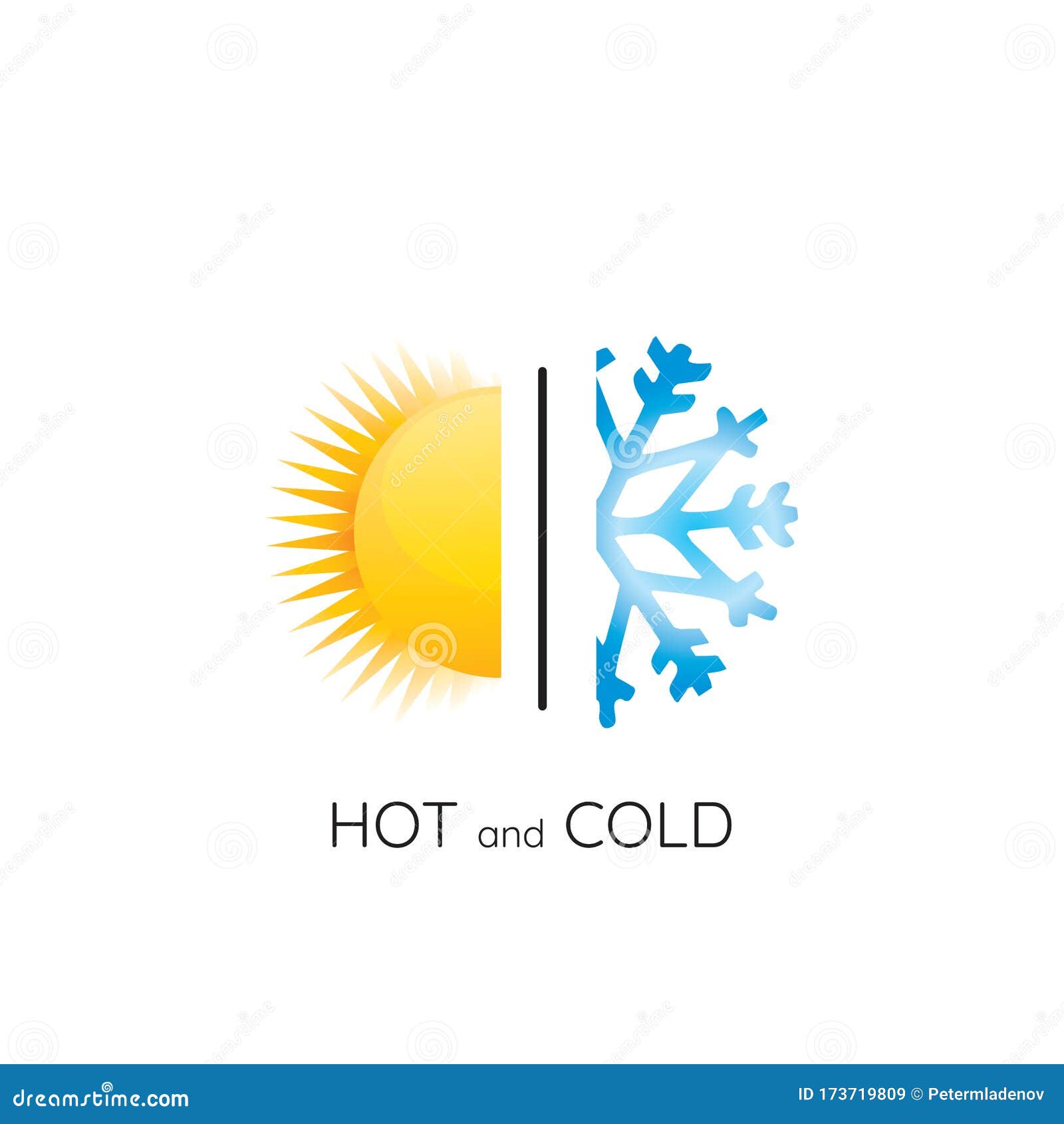Hot and Cold, Cooling and Warming, Sun and Snowflake Icons Stock Vector ...