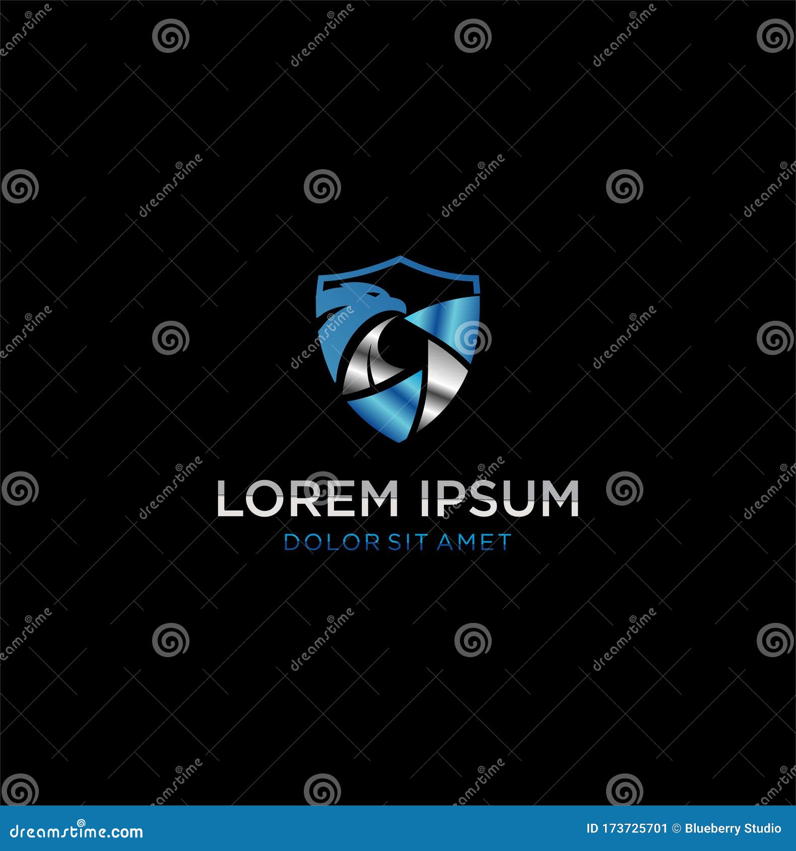 Silver Blue Ribbon Security Eagle Logo Design Template . Shield Eagle ...