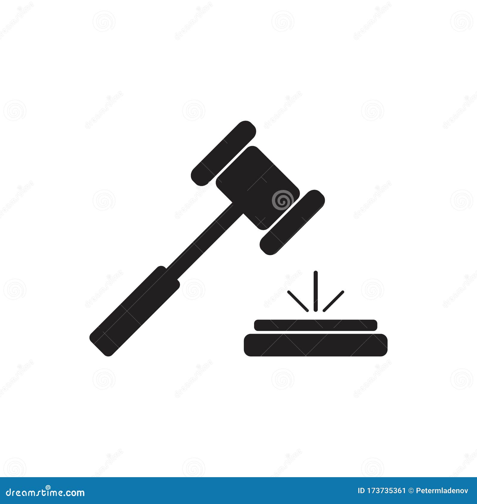 Judge or Auction Hummer. Flat Style Icon. Gavel Symbol Isolated on ...