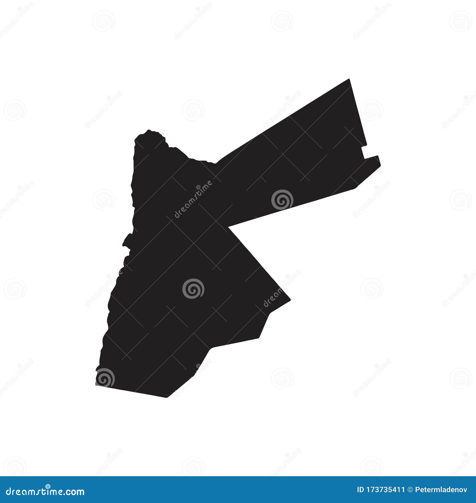 Jordan Map Vector, Isolated On White Background. Black Template, Flat ...