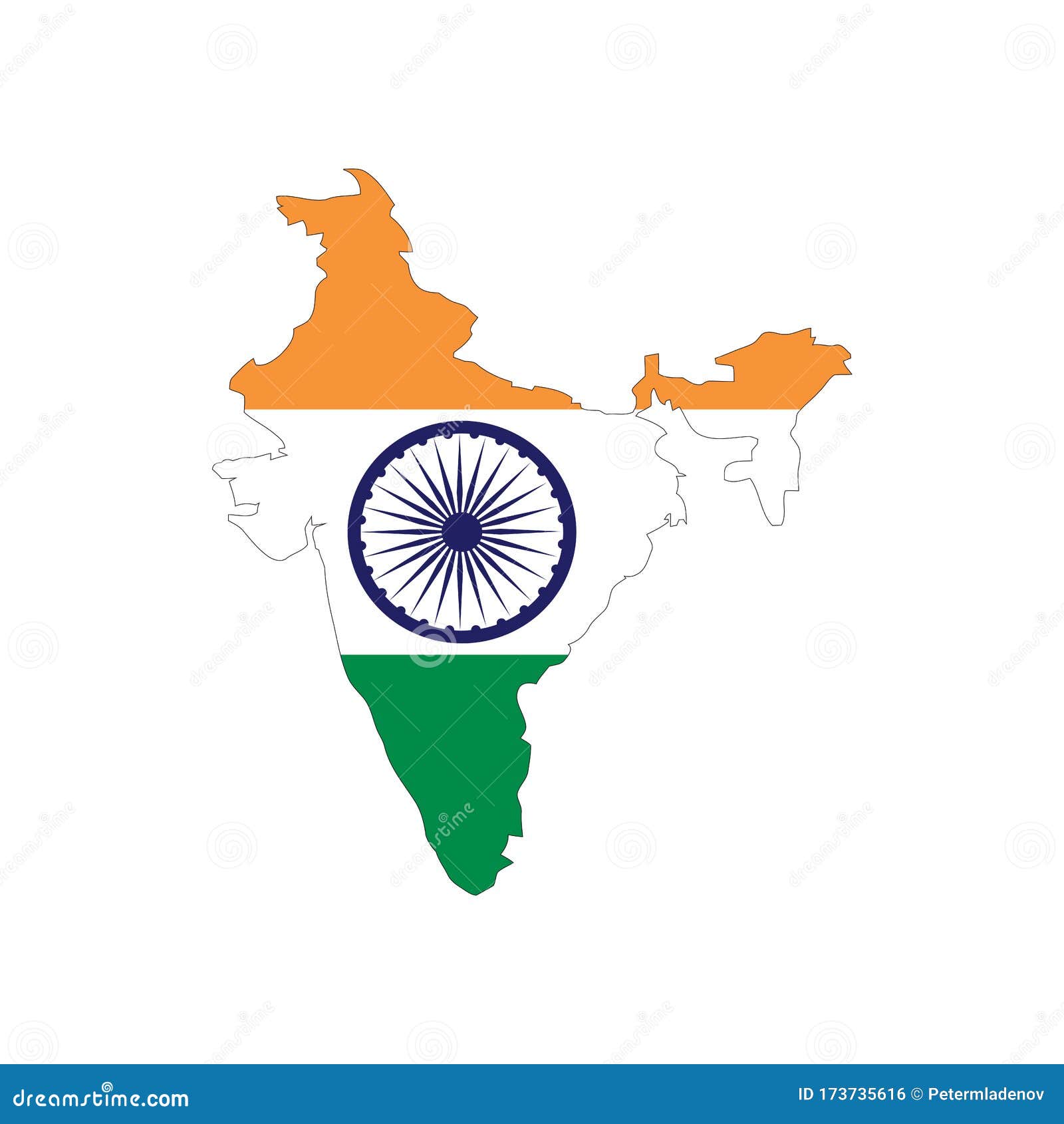 India Map Vector with Flag, Isolated on White Background Stock Vector ...
