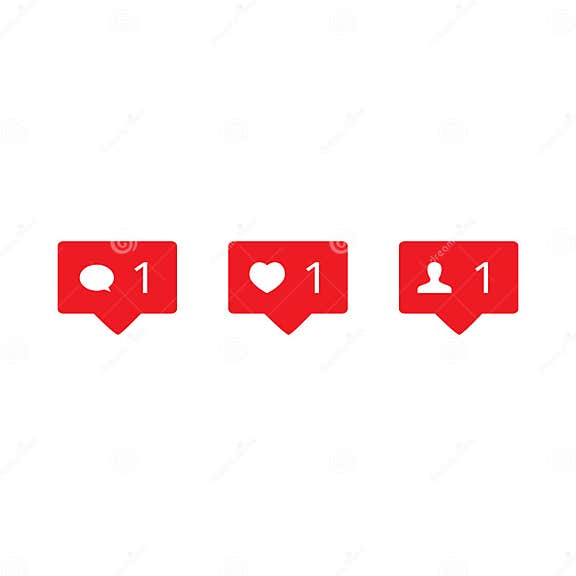 Like Comment Follow Icons Symbols for Social Media Notification Stock ...