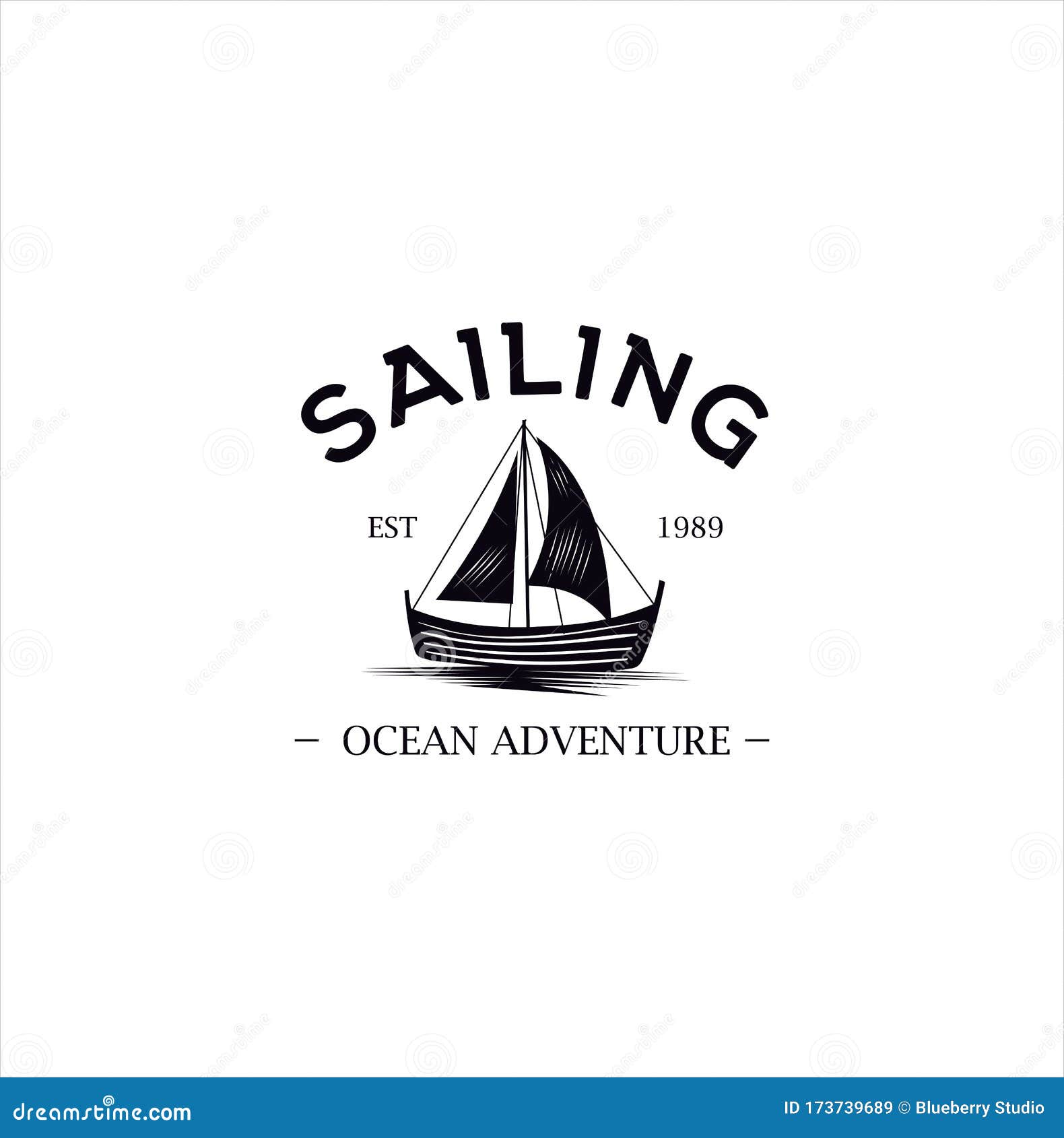 Sailing Yacht Logo Design Silhouette Inspiration Simple. Vintage Boat ...