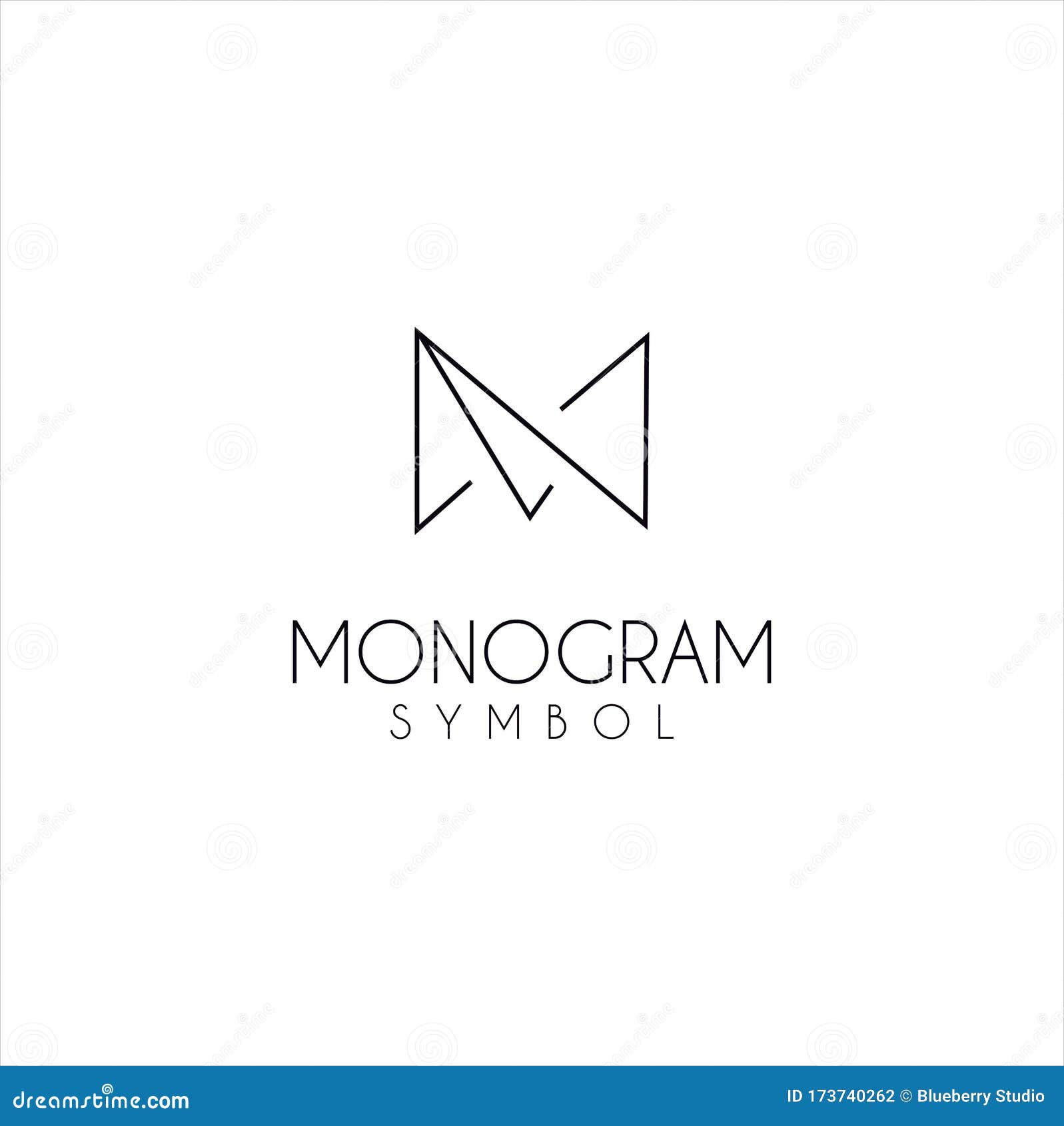 Monogram Letter M Logo with Thin Black Monogram Outline Contour. Modern ...