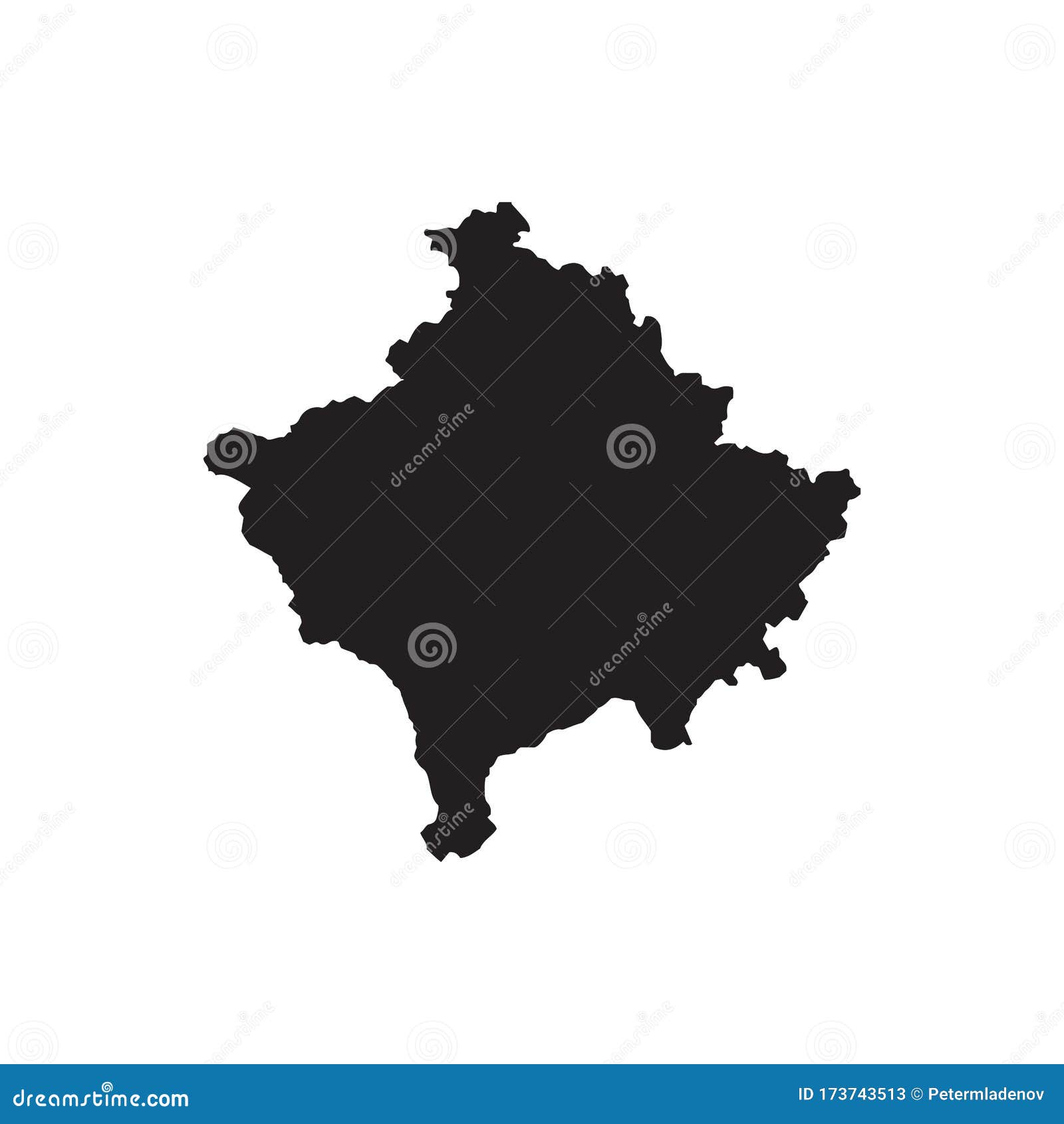 Kosovo Map Vector, Isolated on White Background. Black Template, Flat ...