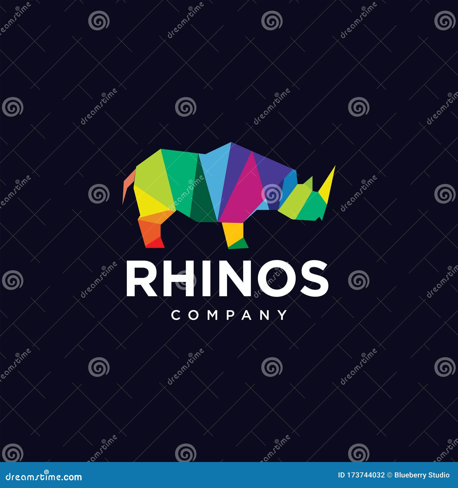 Rhino Logo Polygon Vector Colorful . Power Tech Rhinoceros Logo Design ...