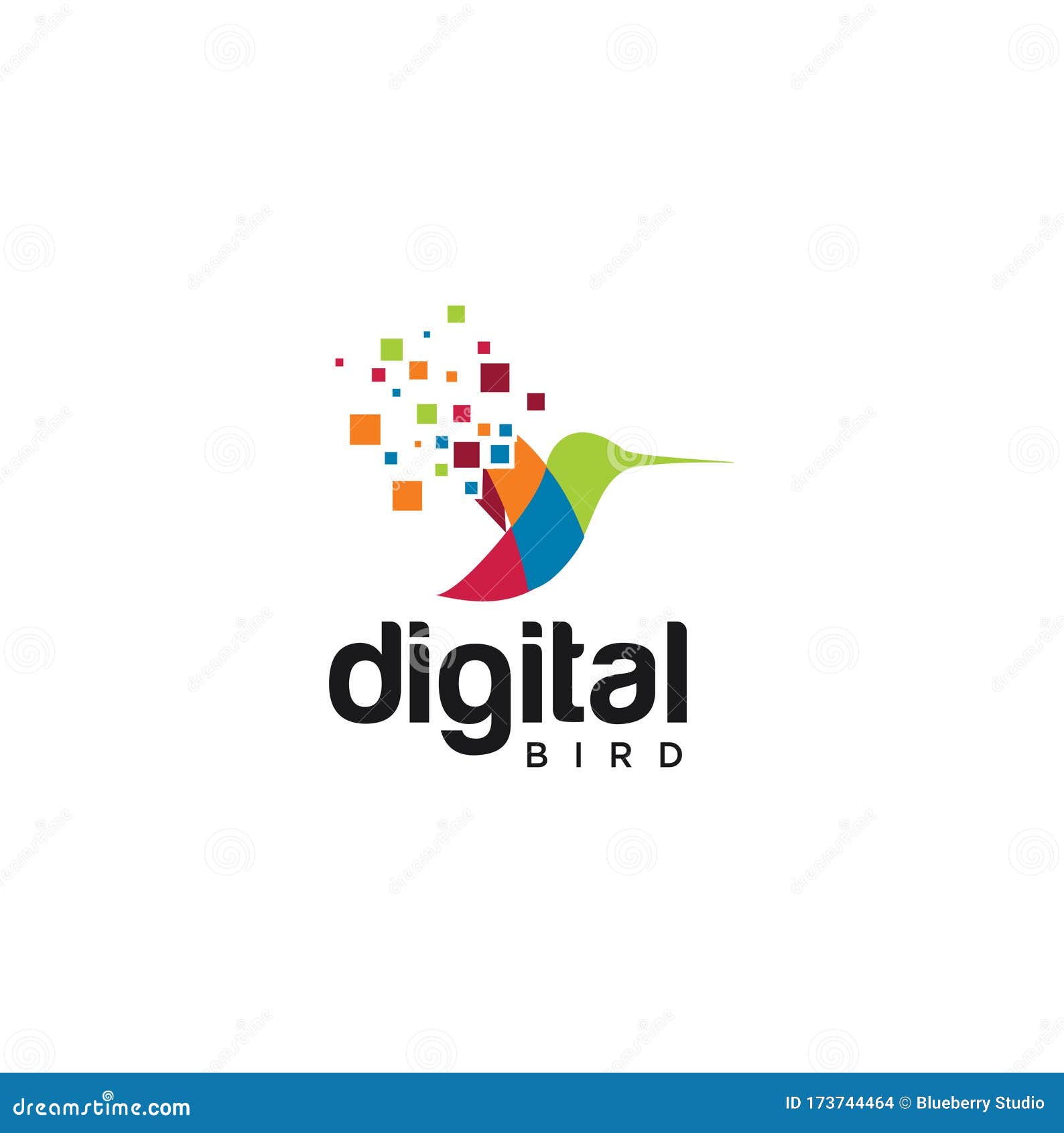 Digital Bird Logo . Flying Bird Tech Logo Abstract . Colibri Tech Logo Stock Illustration ...