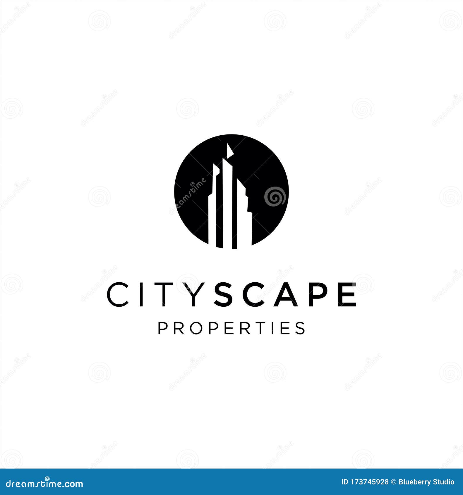 Round Circle Buildings Logo Template Silhouette . Abstract Real Estate ...
