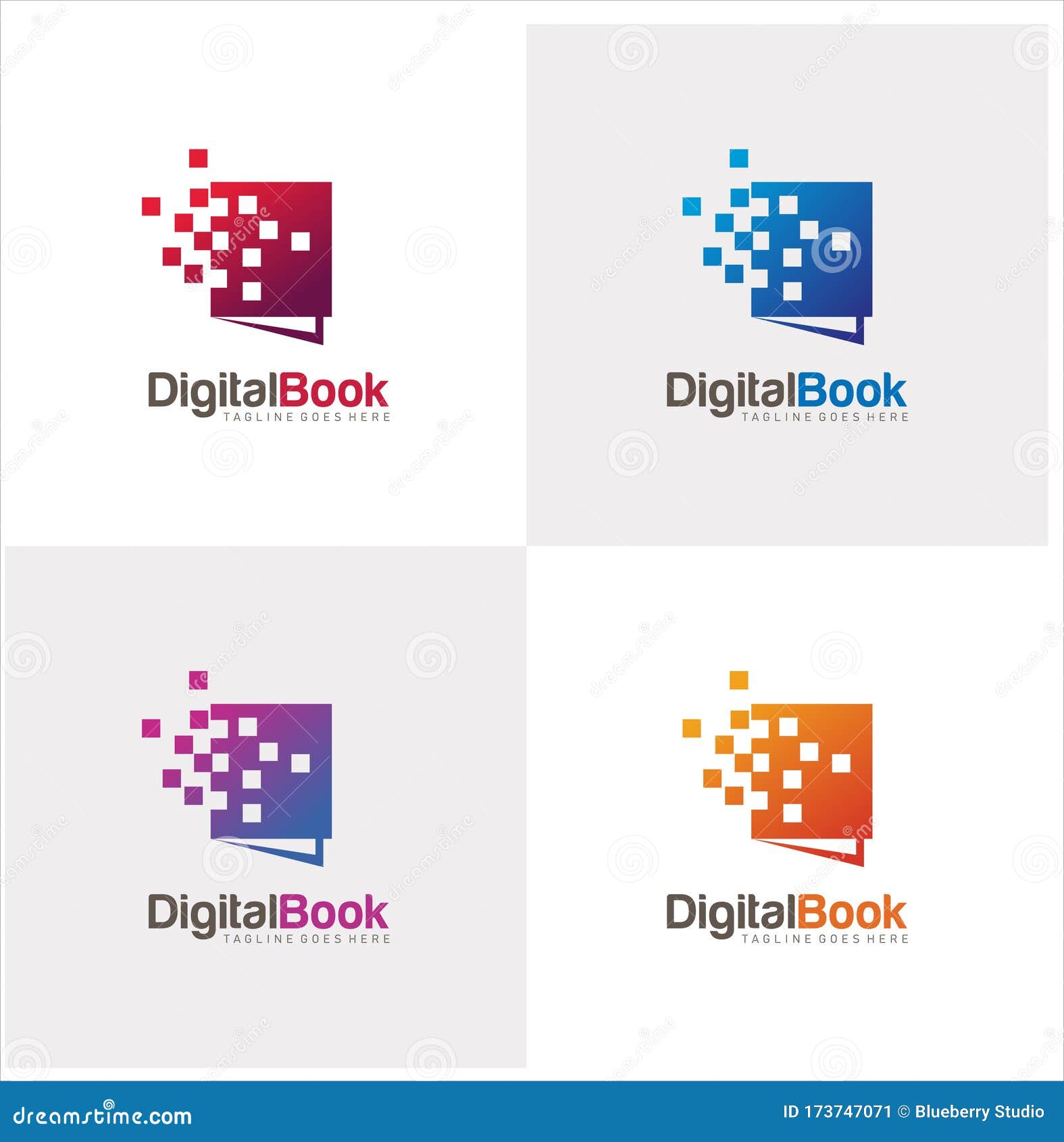 Digital Book Tech Logo. Modern Book Logo Design Template . Tech Book ...