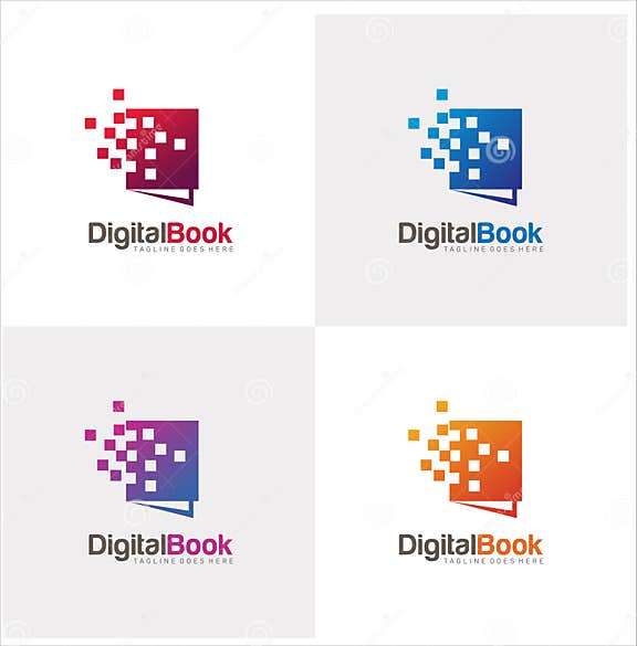 Digital Book Tech Logo. Modern Book Logo Design Template . Tech Book ...