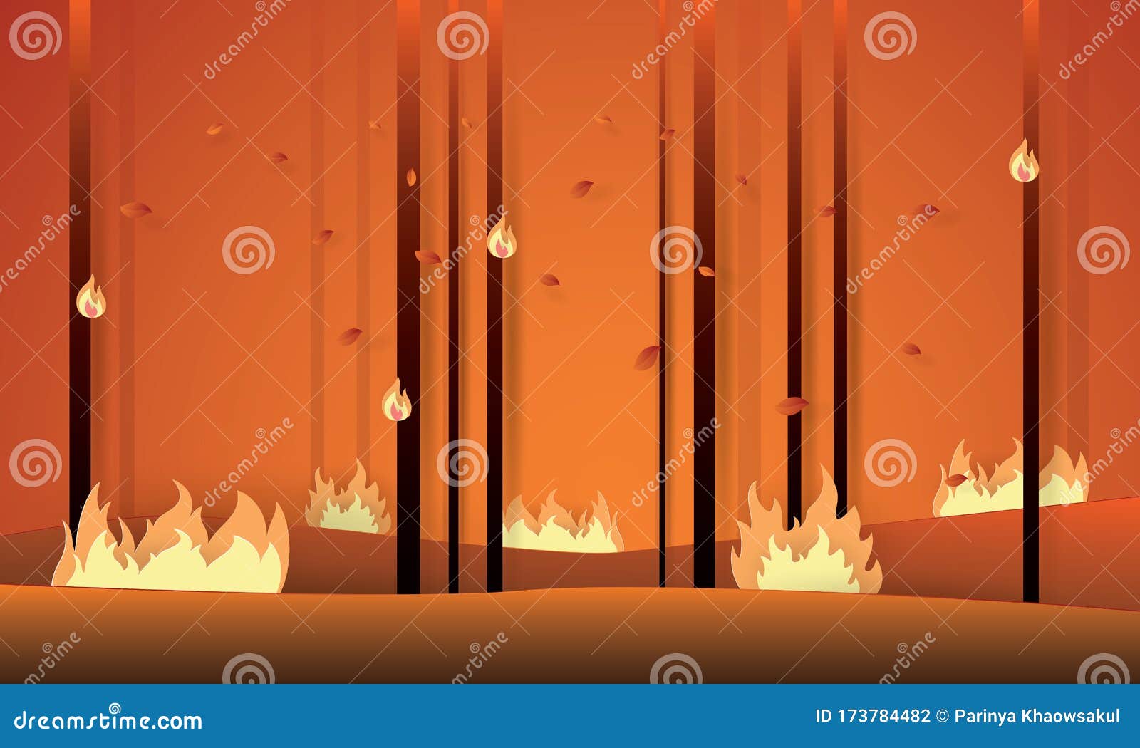 Paper art of forest fire stock vector. Illustration of green - 173784482