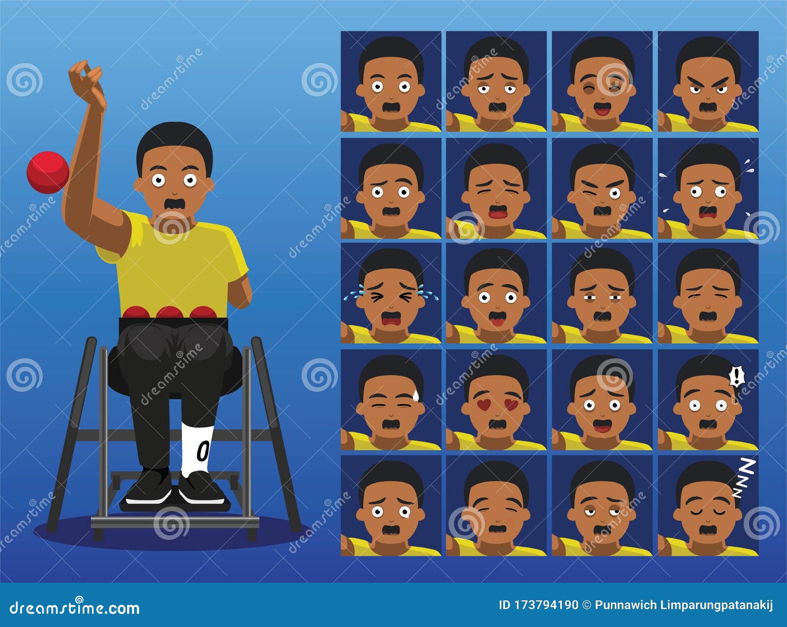 Para-Athlete Boccia Cartoon Character Vector Illustration-01 Stock ...