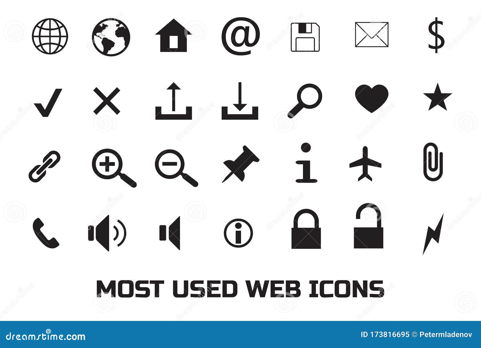 MOST USED ICONS PACK For Web Ui And Print Design Stock Photography ...